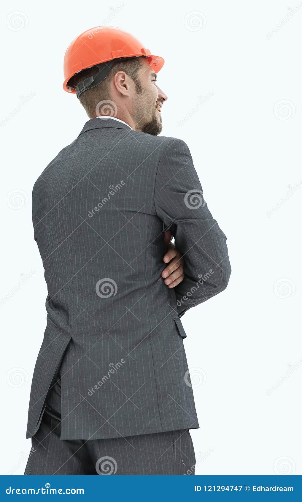 Side View.experienced Engineer Looks at the Blank Screen Stock Image ...