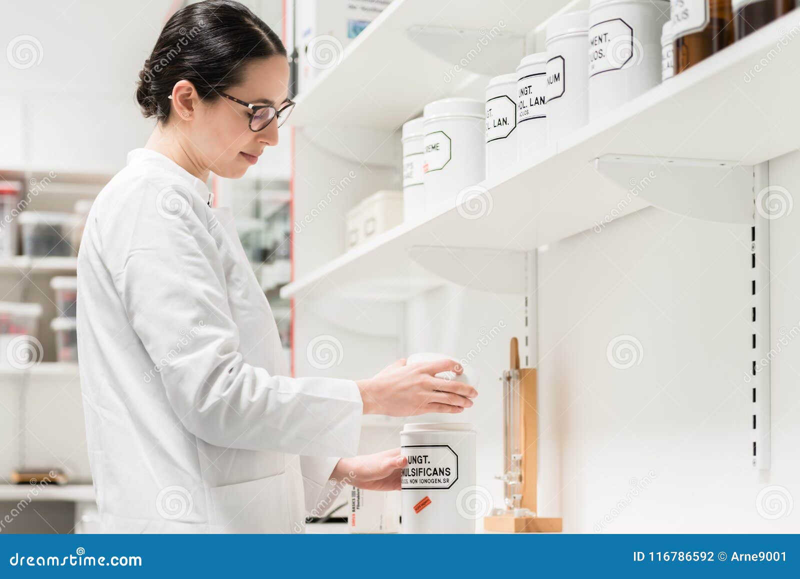 Pharmacist Checking a Chemical Pharmaceutical Substance Stock Photo ...