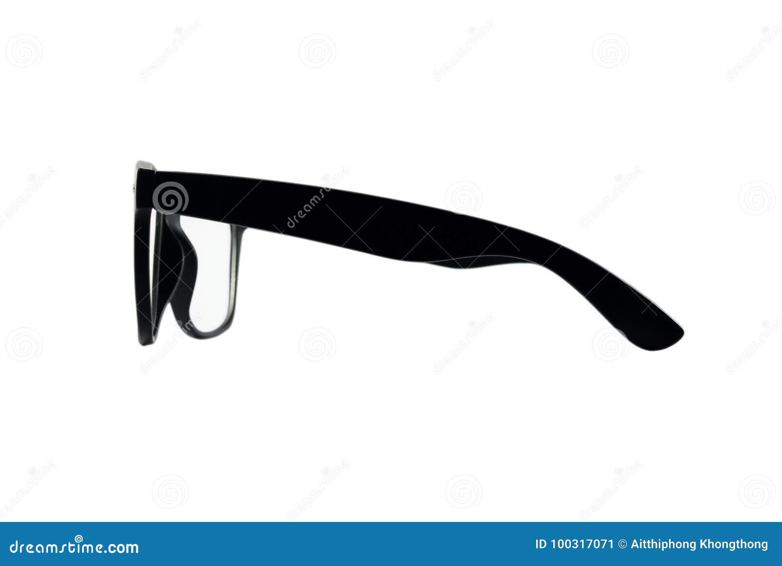 Side View of Eyeglasses with Frame Black Color Modern Style on White ...