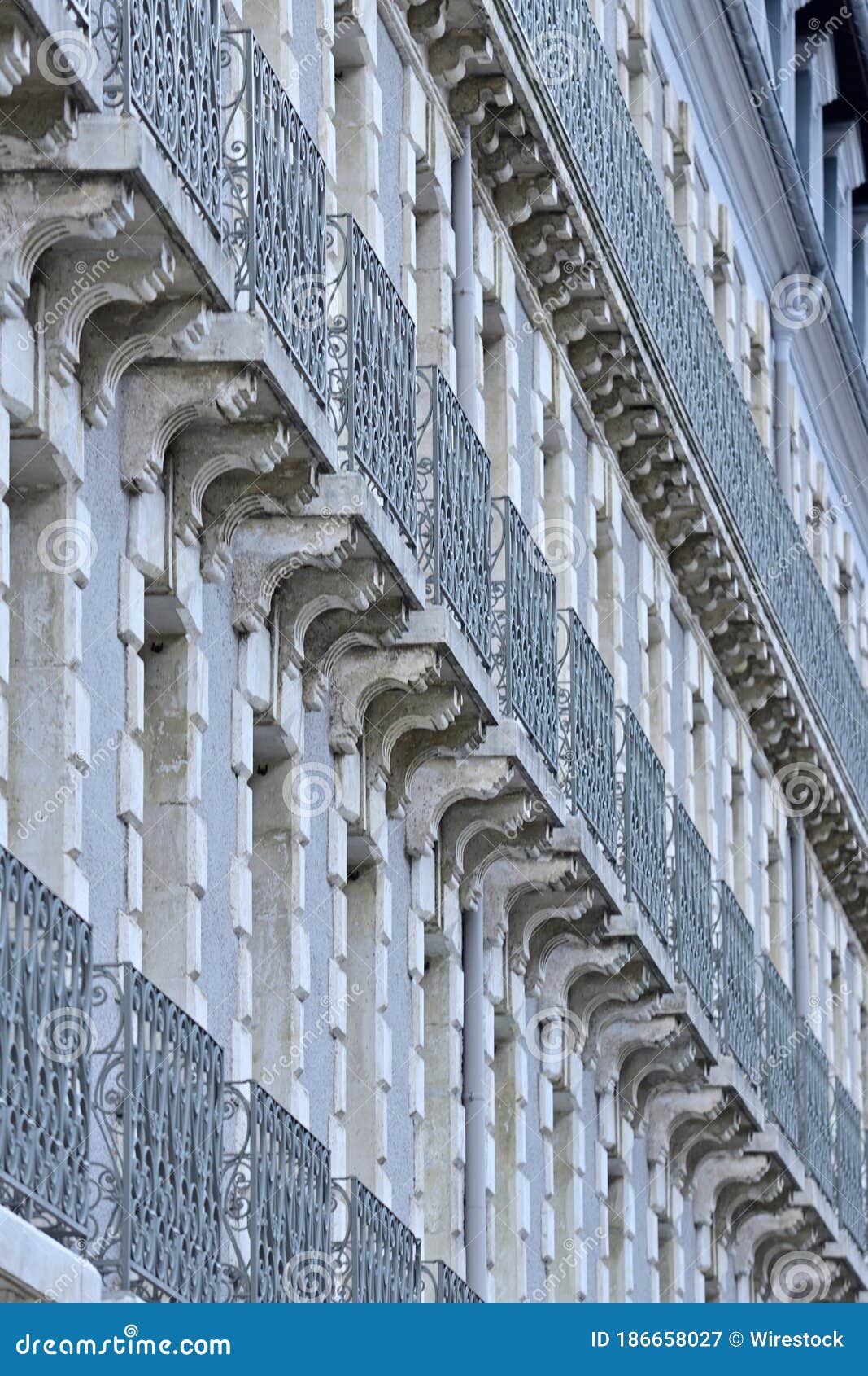 Side View of the Facade of a Classic Building with Wrought Iron Design ...