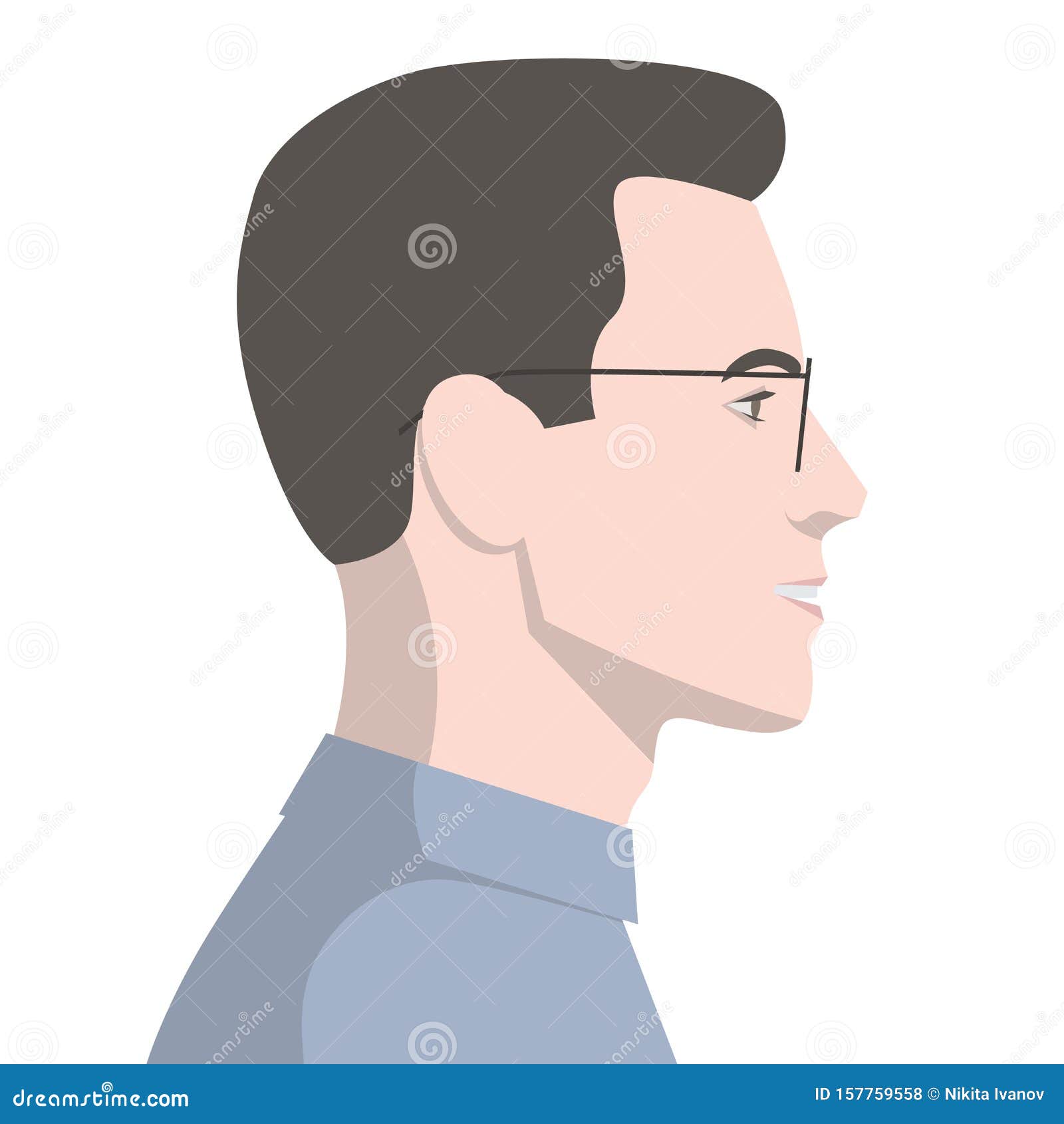 Side View of a Face of a Handsome Man Colored Vector Illustration Stock ...