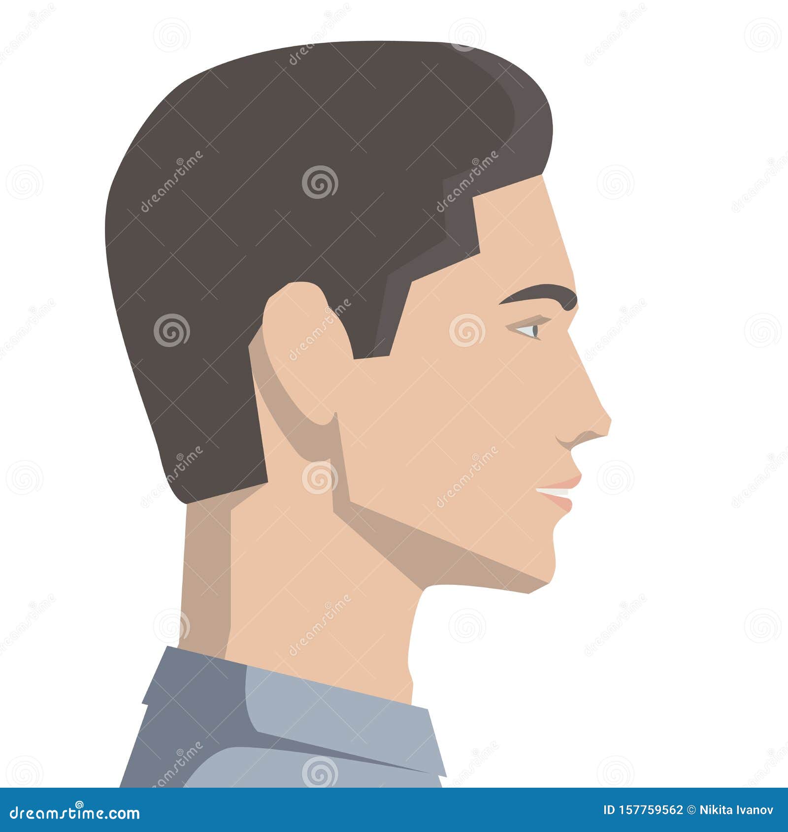 Side View of a Face of a Handsome Man Colored Vector Illustration Stock ...