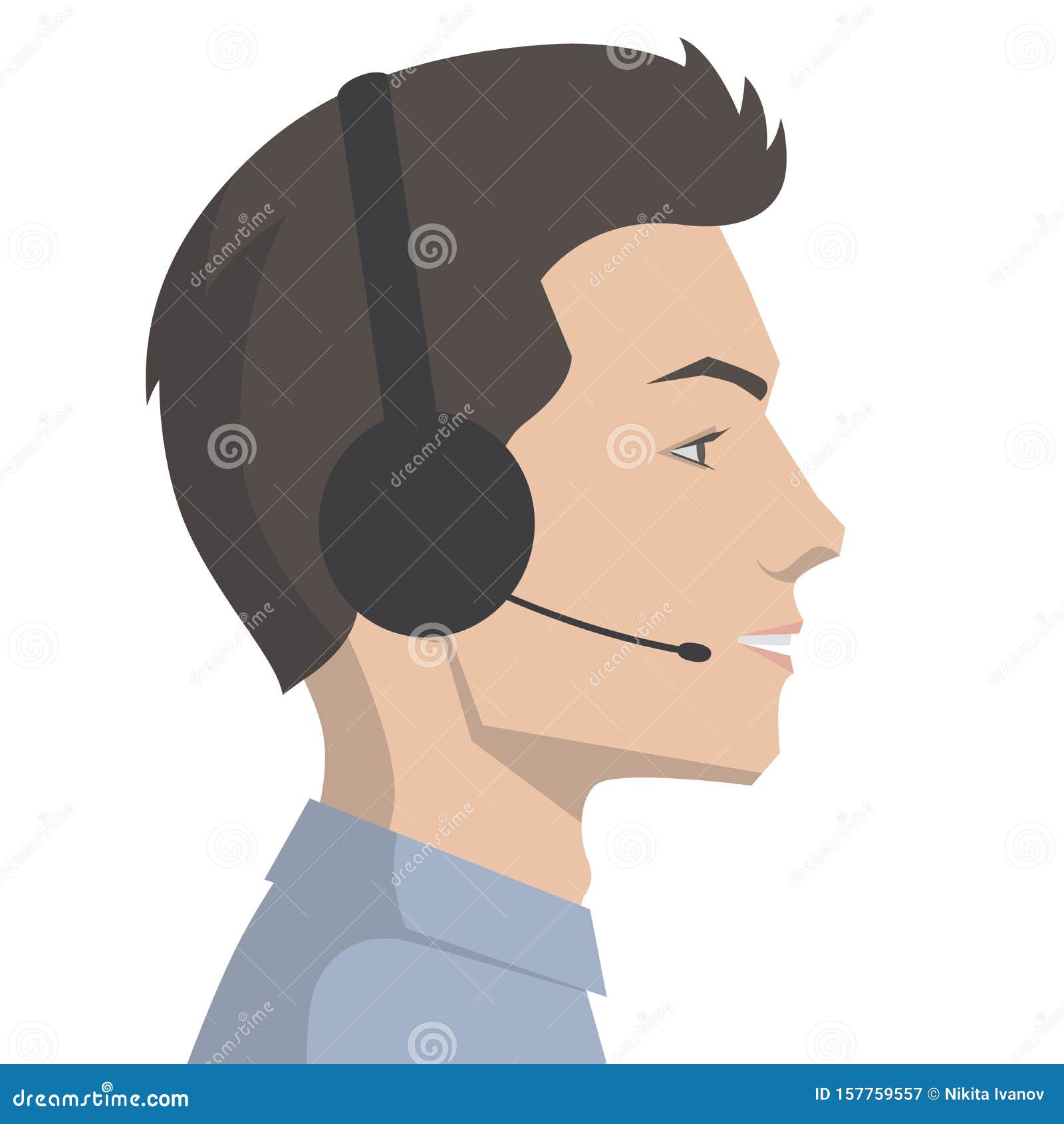 Side View of a Face of a Handsome Man Talking on the Phone in the ...