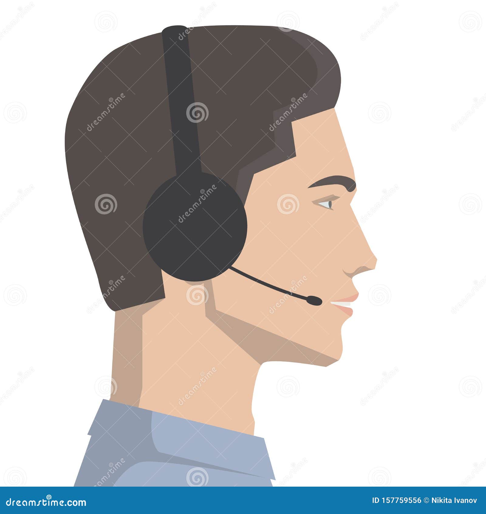 Side View of a Face of a Handsome Man Talking on the Phone in the ...