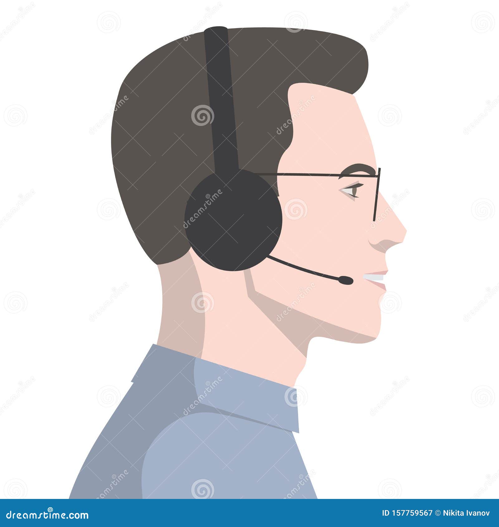 Side View of a Face of a Handsome Man Talking on the Phone in the ...