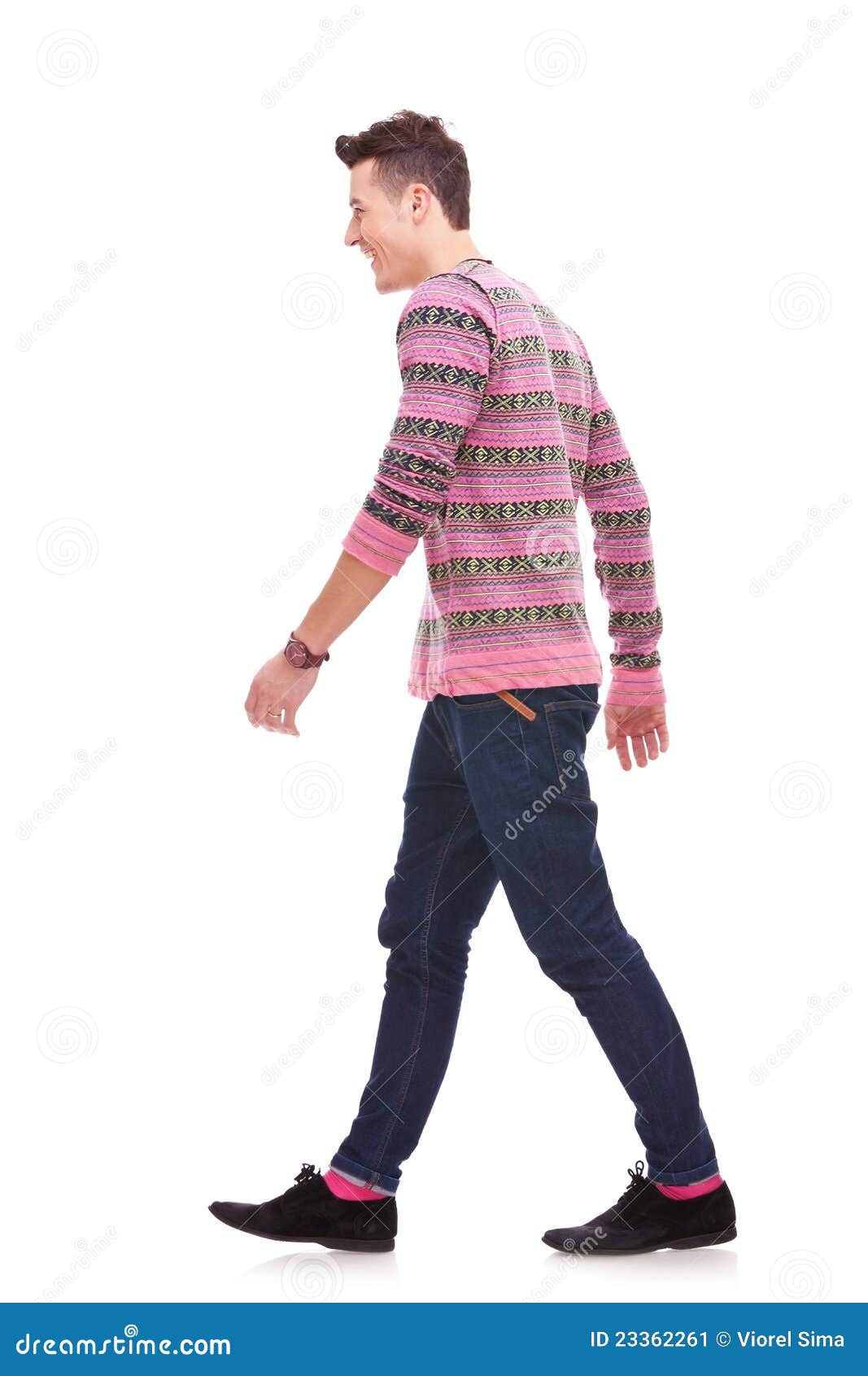 Side View of a Fashion Man Walking Stock Image - Image of length, model ...