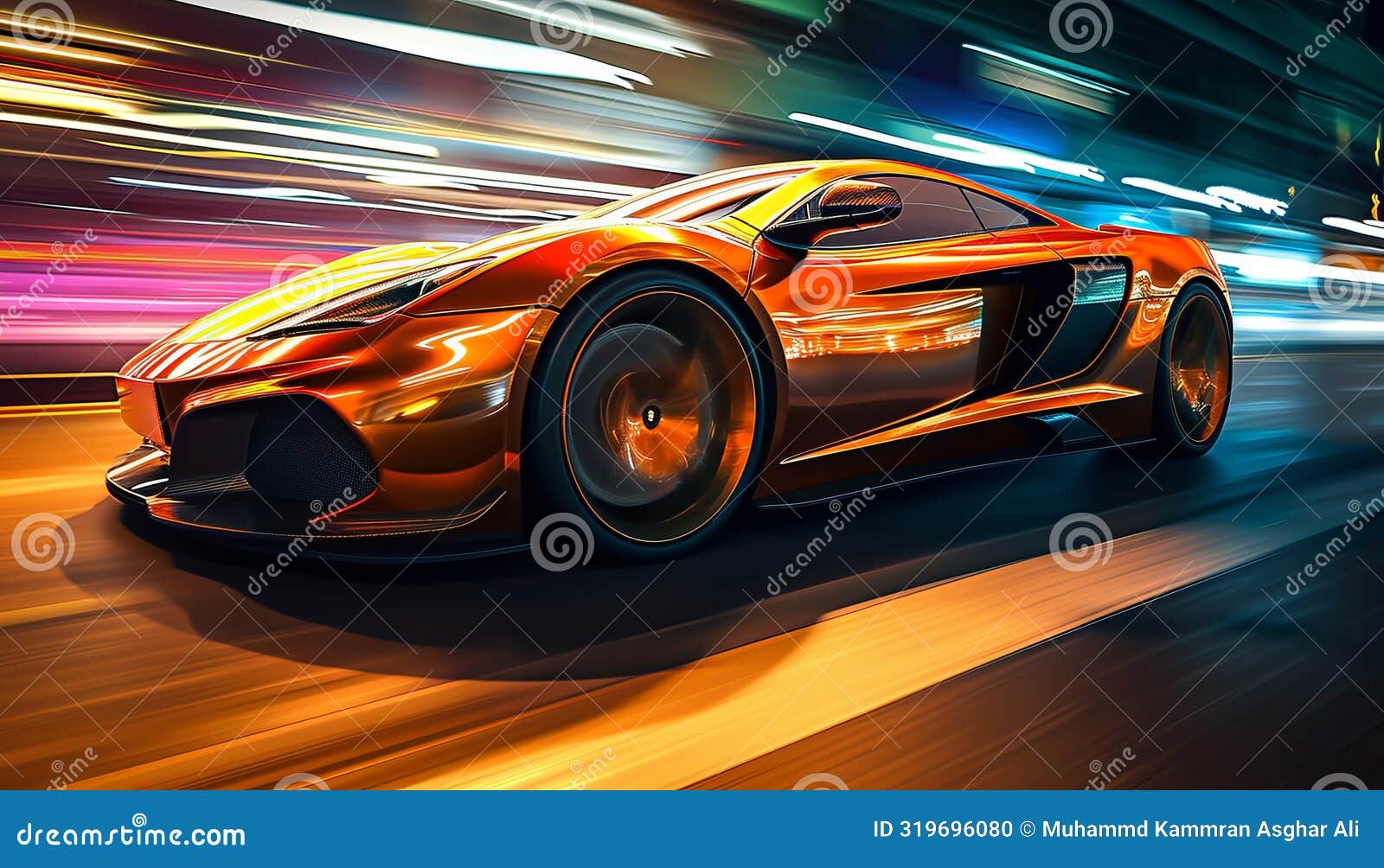 Side View of a Fast Driving Sport Car, Blurred Motion Background Stock ...
