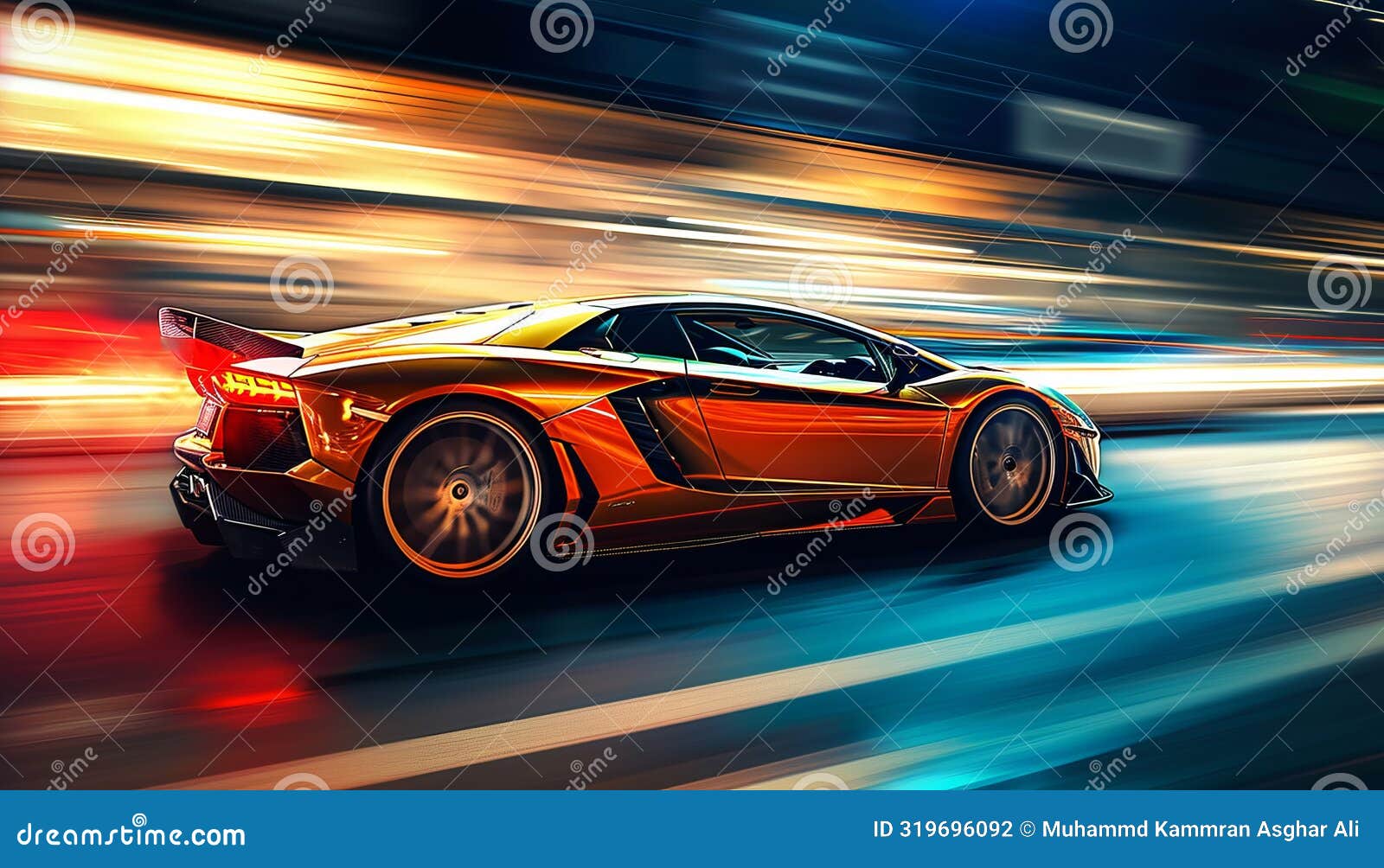 Side View of a Fast Driving Sport Car, Blurred Motion Background Stock ...