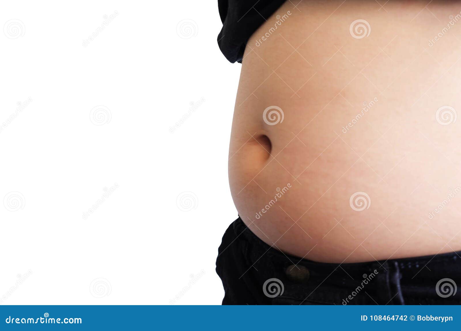 Side View Fat Body Belly Paunch , Diabetic Risk Factor Stock Photo ...