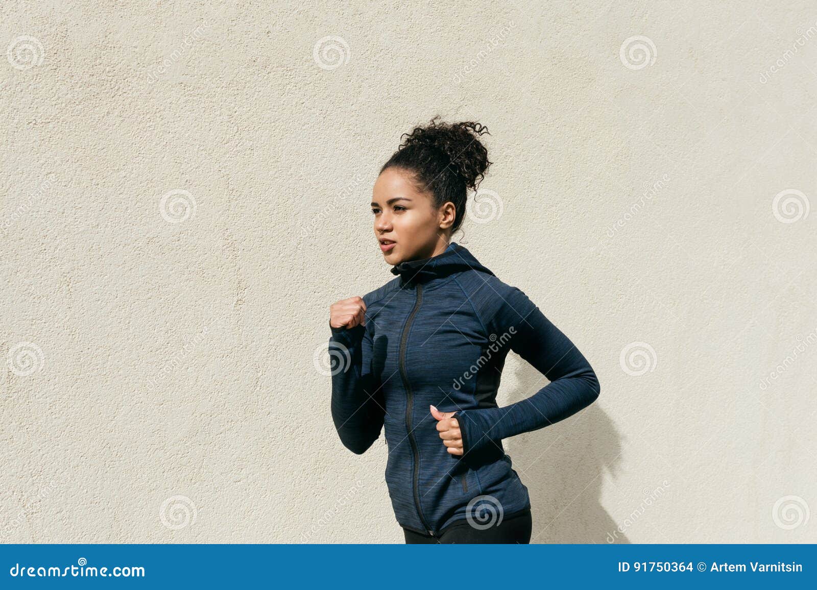 Side View of Female Athlete Running Stock Photo - Image of young ...