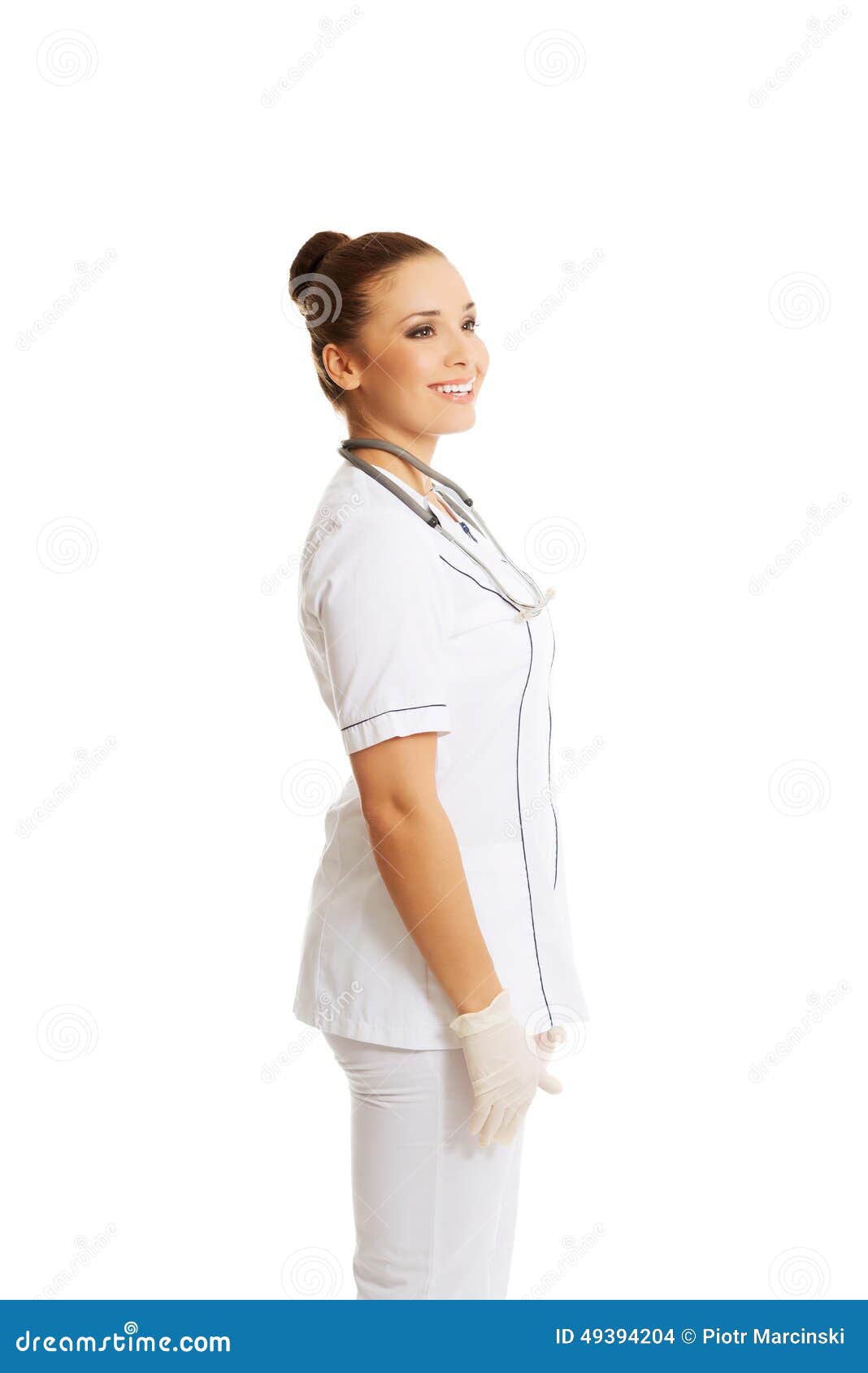 Side View Female Doctor Laughing Stock Photo - Image of medical ...
