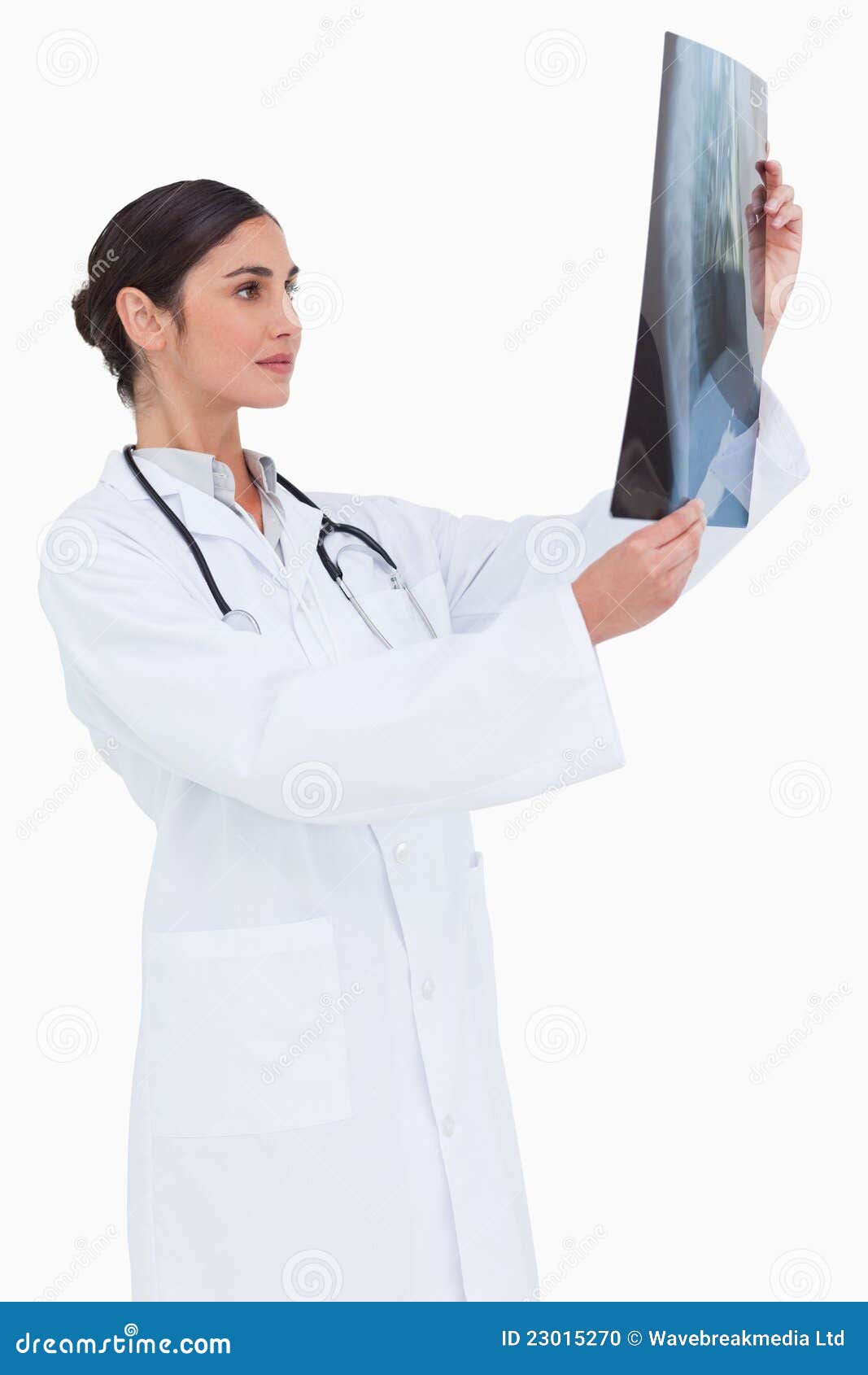 Side View of Female Doctor Looking at X-ray Stock Photo - Image of ...