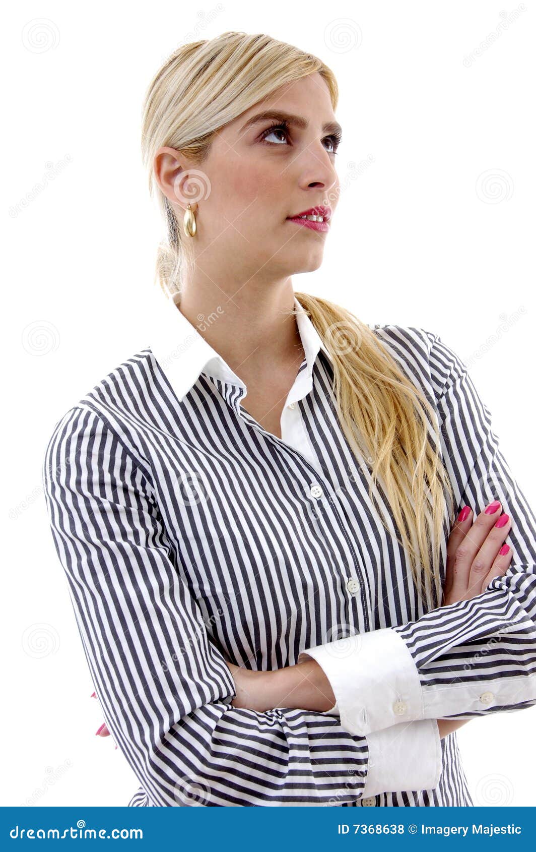 Side View of Female Looking Upward Stock Photo - Image of concept ...