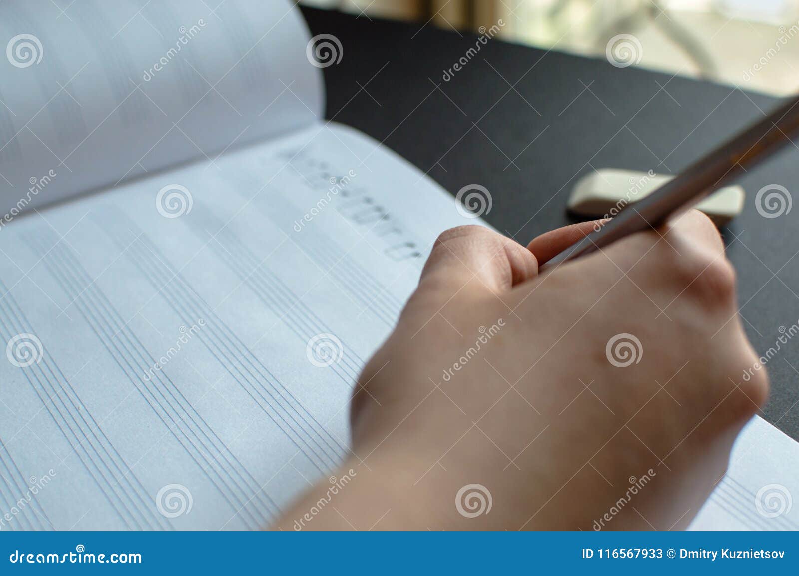 Music Notes Writing Composer Creating Musician Art Stock Image - Image ...