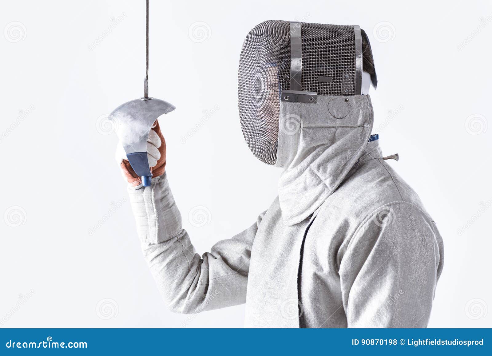 Side View of Fencer in Uniform Holding Rapier in Hand Stock Photo ...