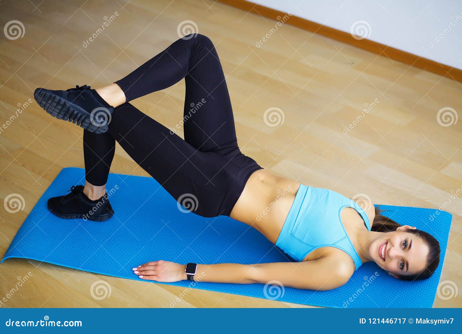 Side View of Fit Woman Doing Plank Core Exercise. Stock Image - Image ...