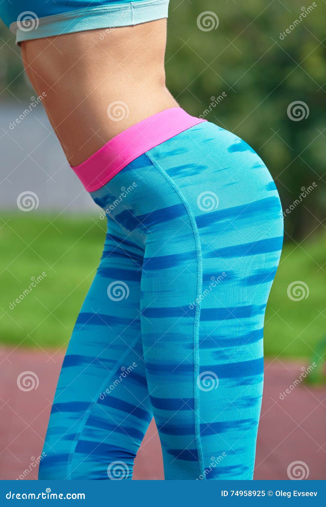 Side View of Fit Womans Hip Over Park Background Stock Image - Image of ...