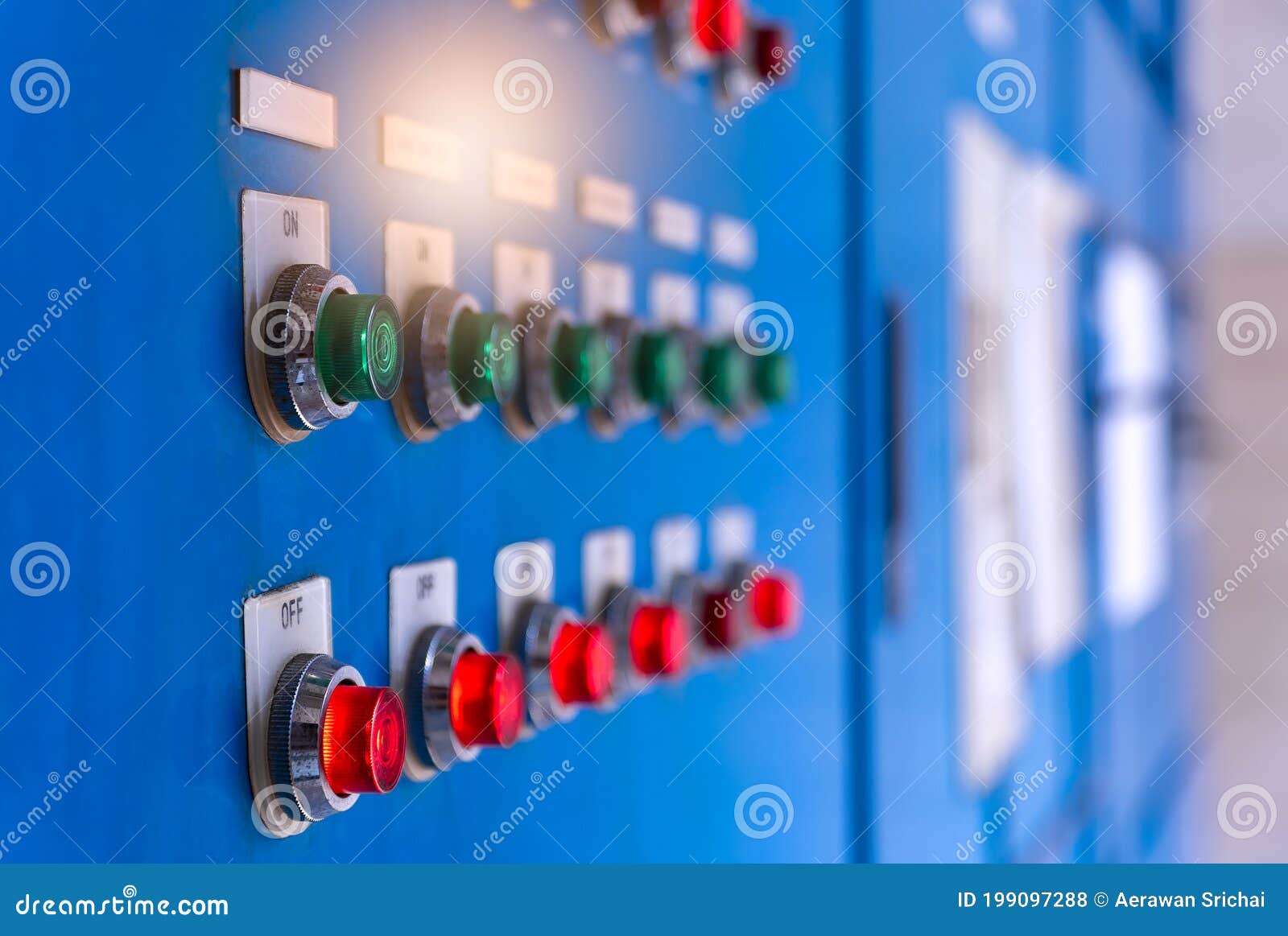 Side View with Flare of Button Switch Panel for on-off Machines. Stock ...