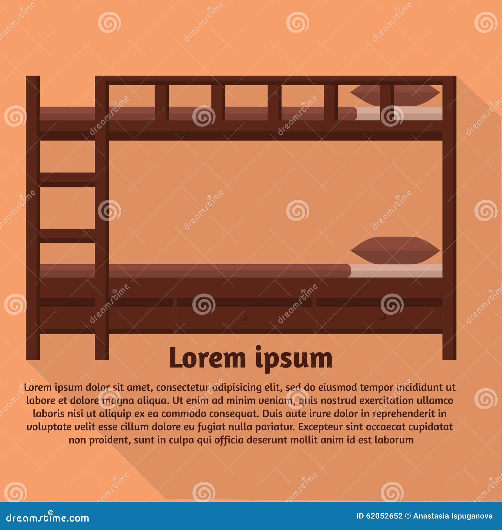 Flat Bunk Bed Cartoon Vector | CartoonDealer.com #275807135