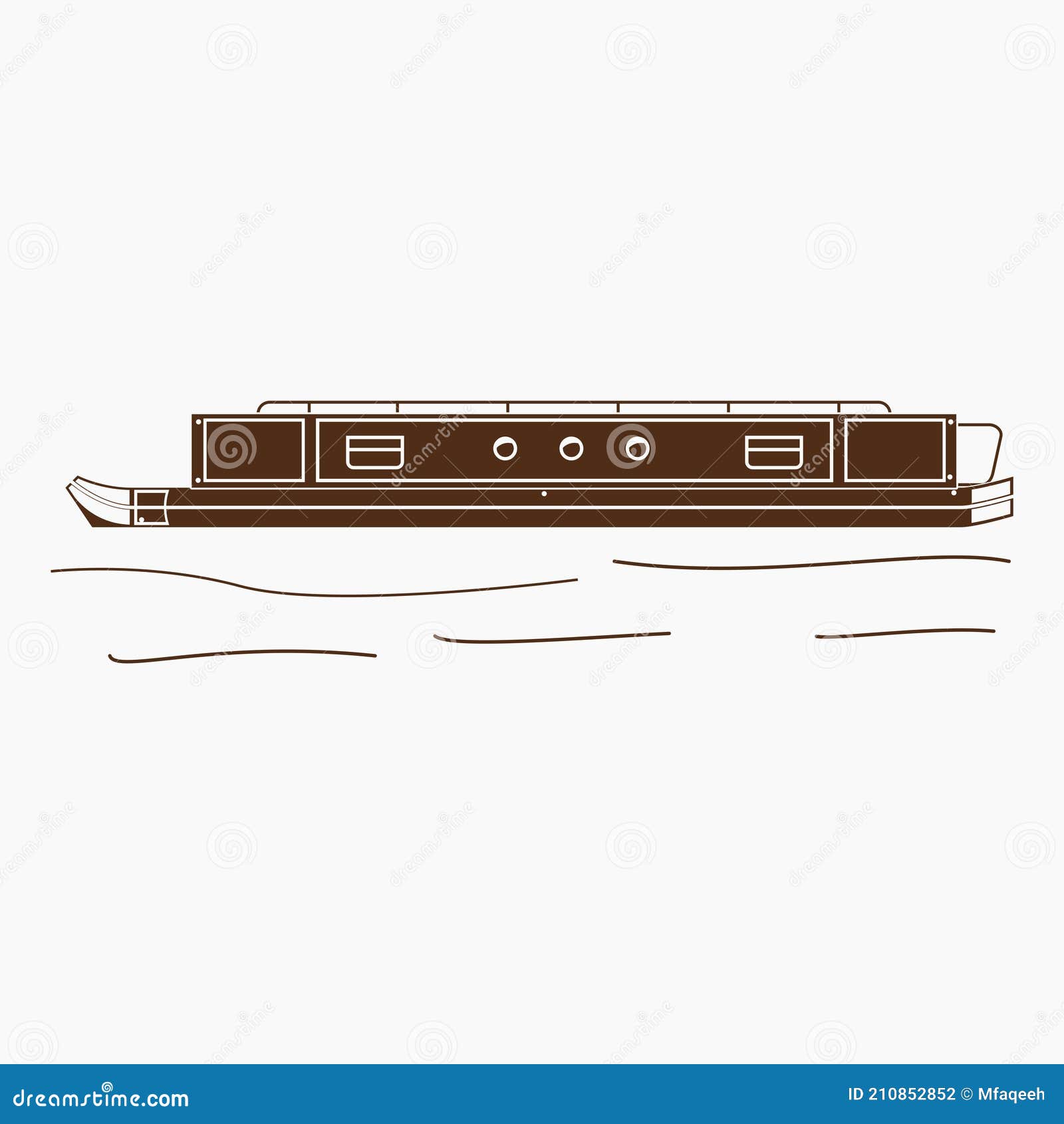 Narrowboat Transportation Cartoon Character Side View Vector ...