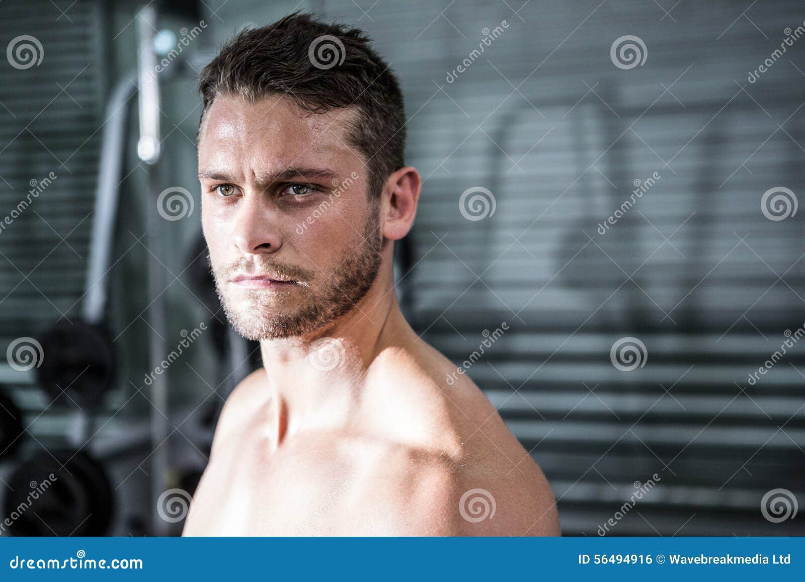Side View of a Focused Muscular Man Stock Photo - Image of care ...