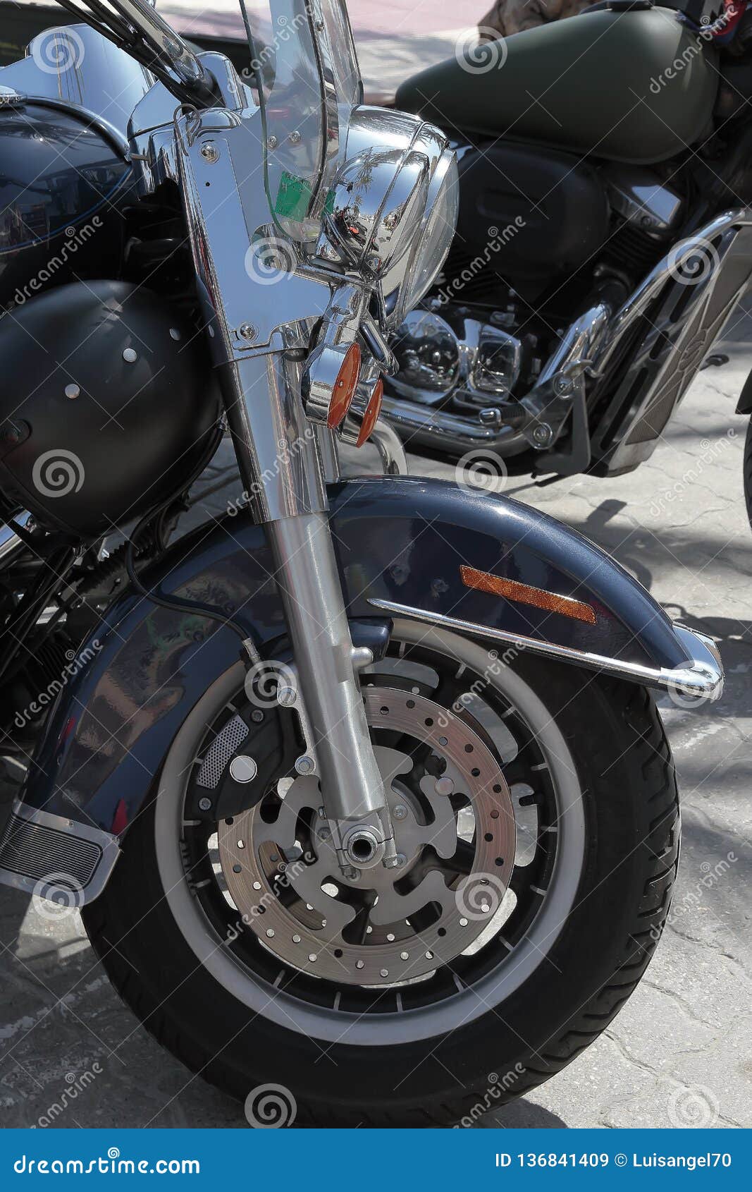 Side View in Foreground of the Front of a Motorbike Stock Image - Image ...