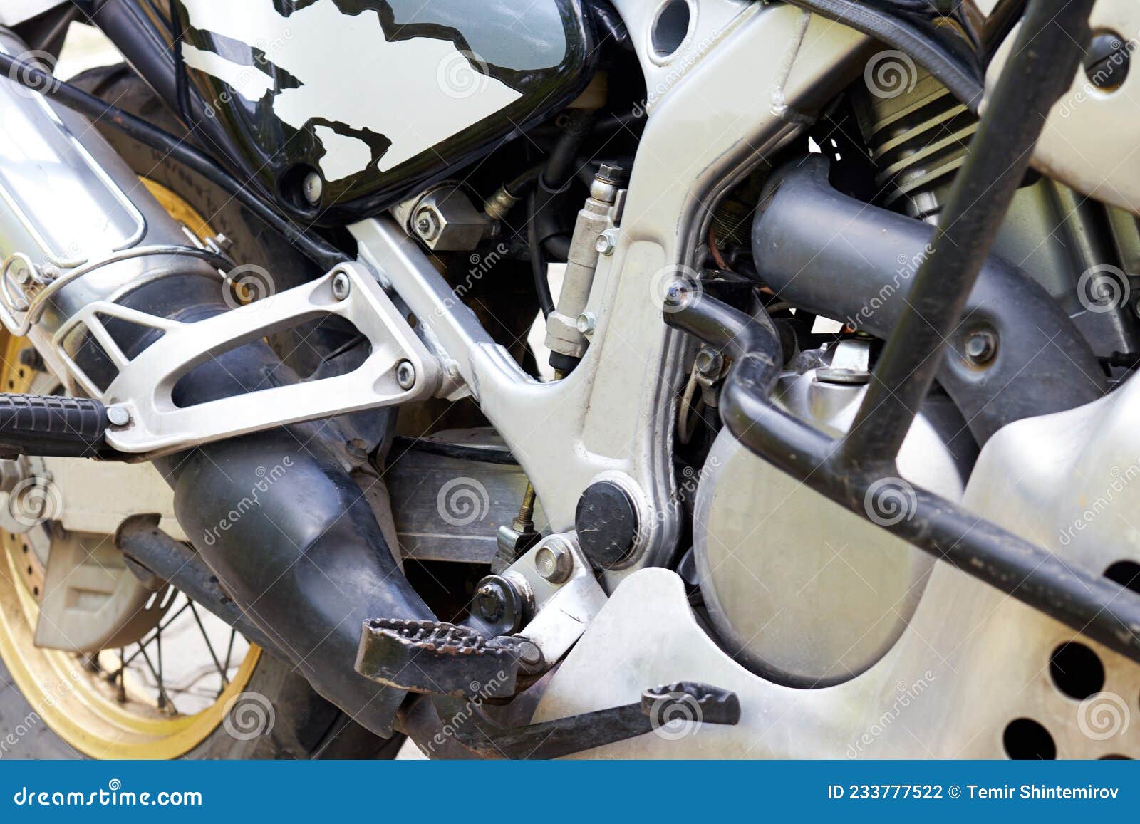 Side View of Motorcycle with Pedals and an Engine Stock Photo - Image ...