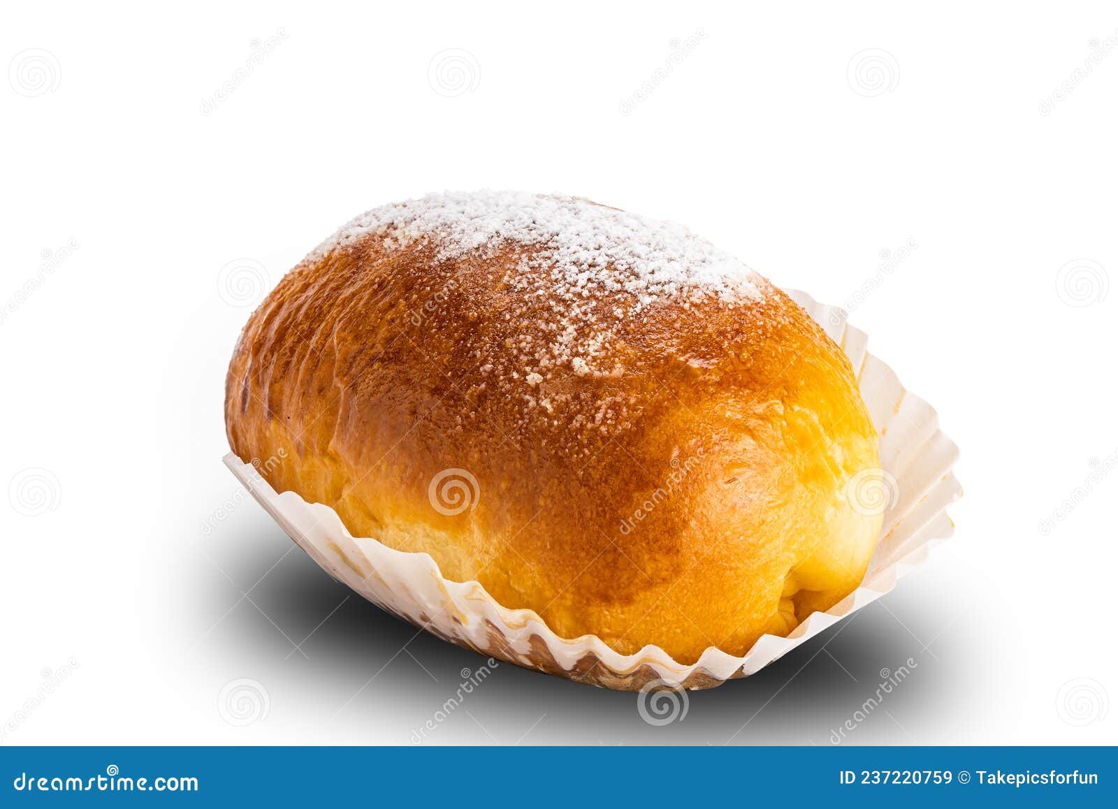 Side View of Fresh Butter Bread with Icing Sugar Isolated on White ...