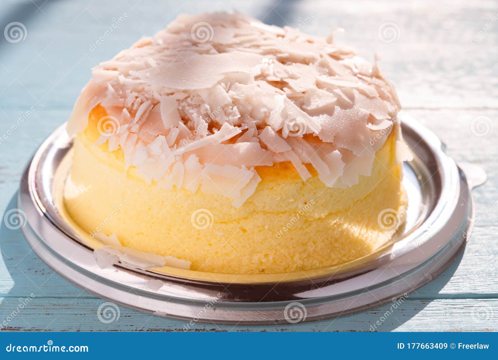 Fresh Cheese Cake with Chocolate Flake in a Morning Stock Image - Image ...