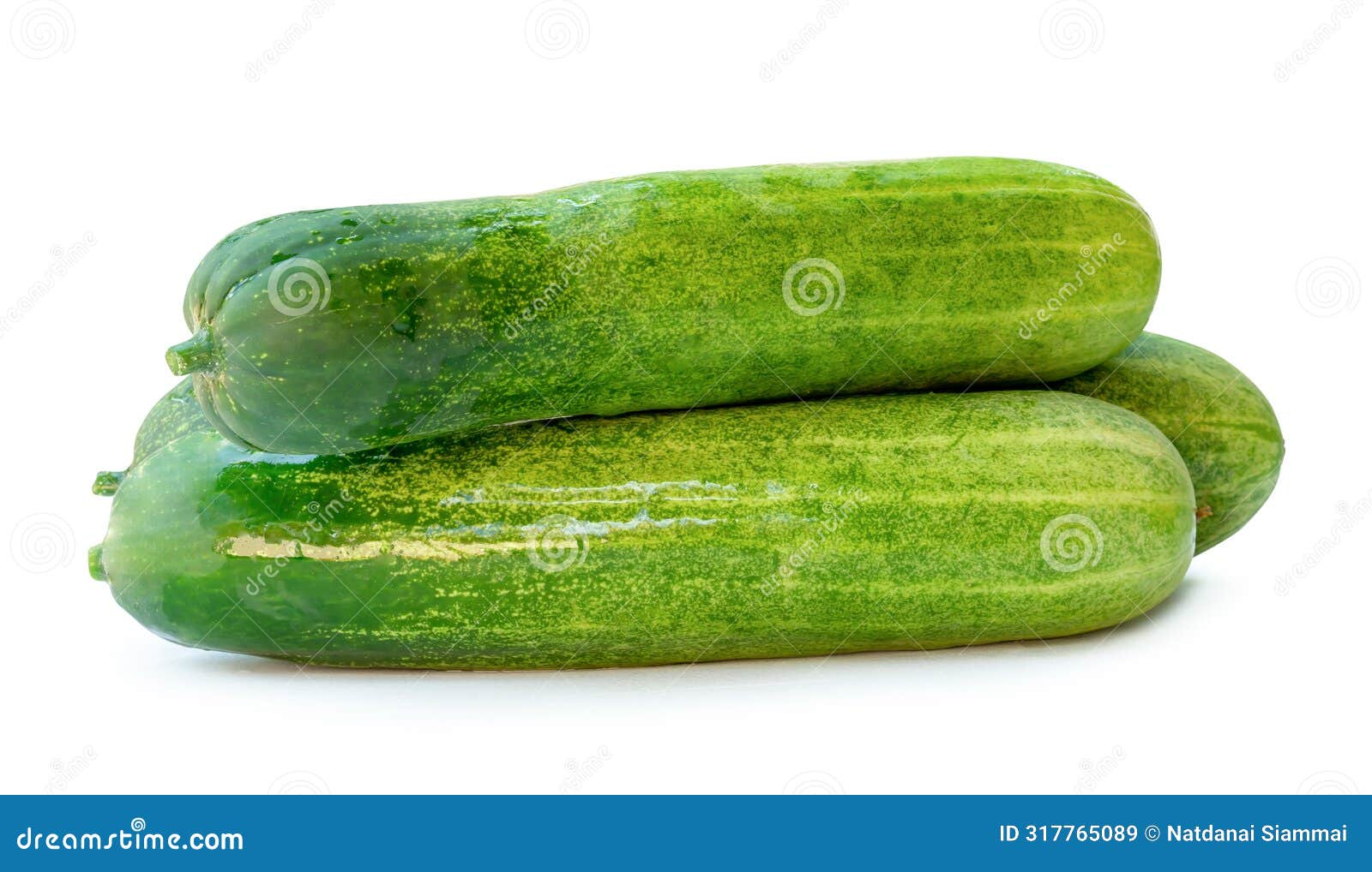 Side View of Fresh Green Cucumbers in Stack Isolated on White ...
