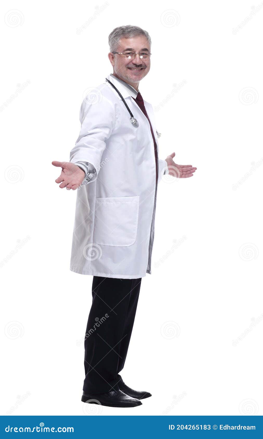 Side View. Friendly Doctor Looking at You Stock Image - Image of people ...