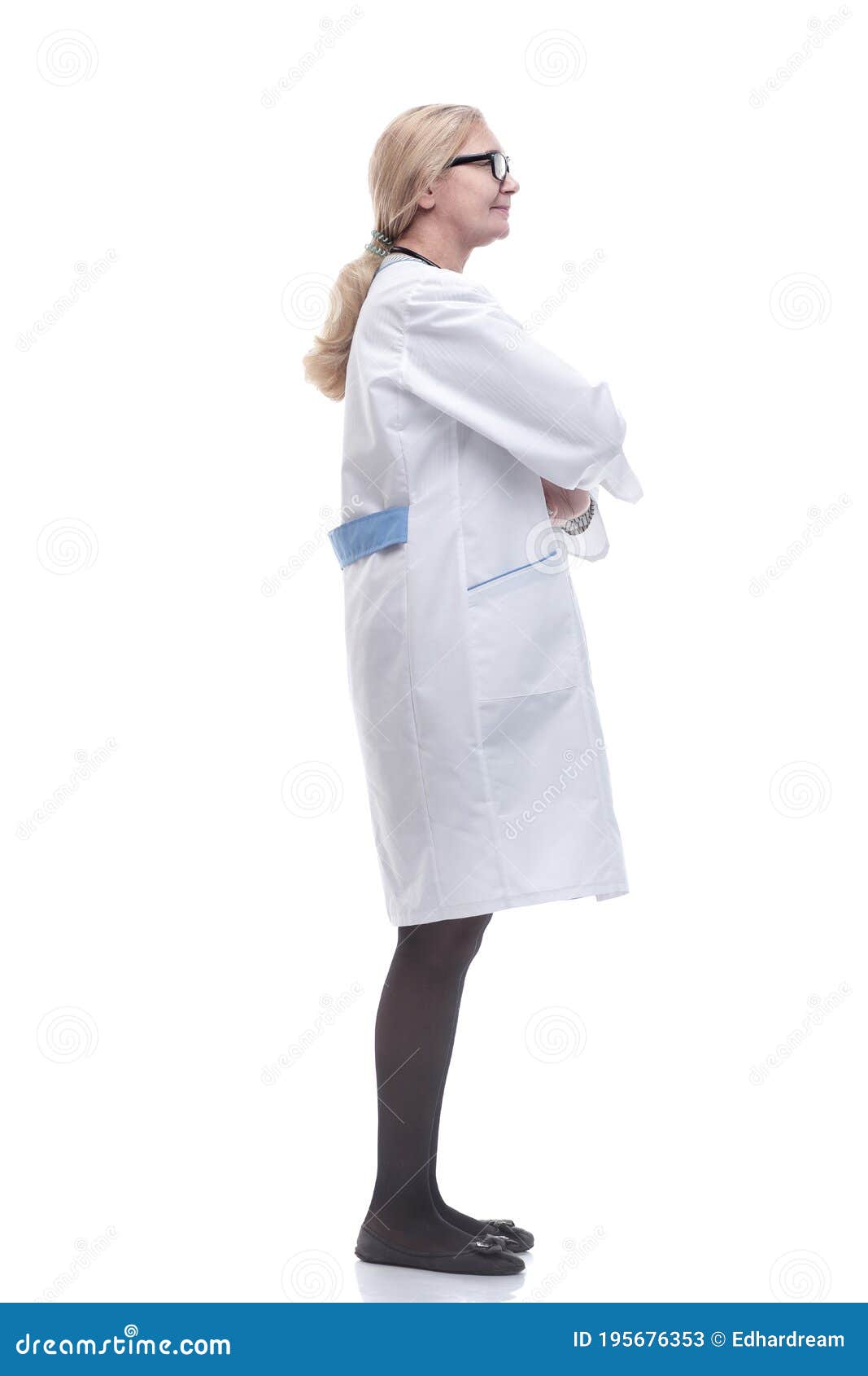 Side View. Friendly Female Doctor Looking Forward Stock Image - Image ...