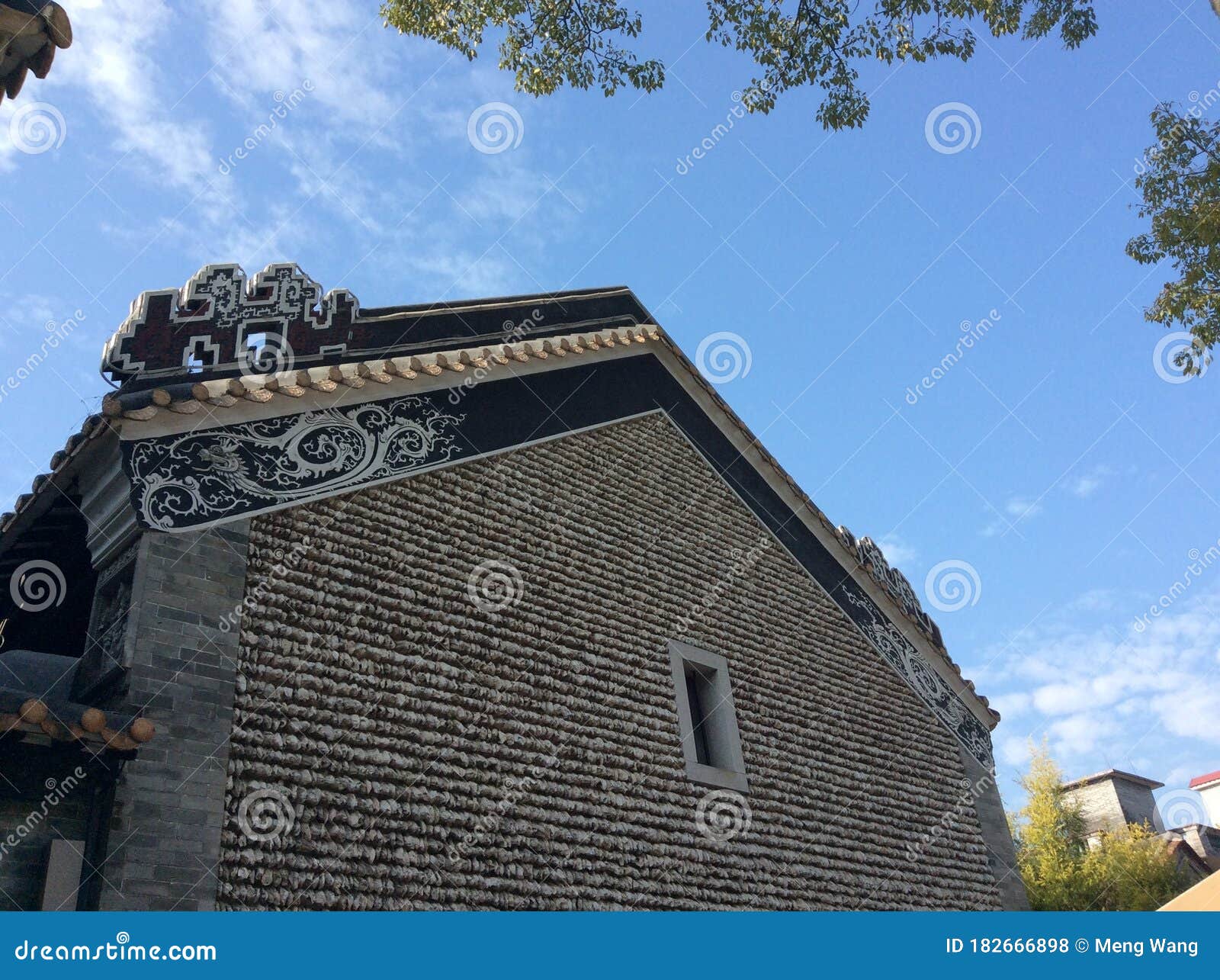Side View of a Gable Wall Constructed with Oyster Shells Stock Photo ...