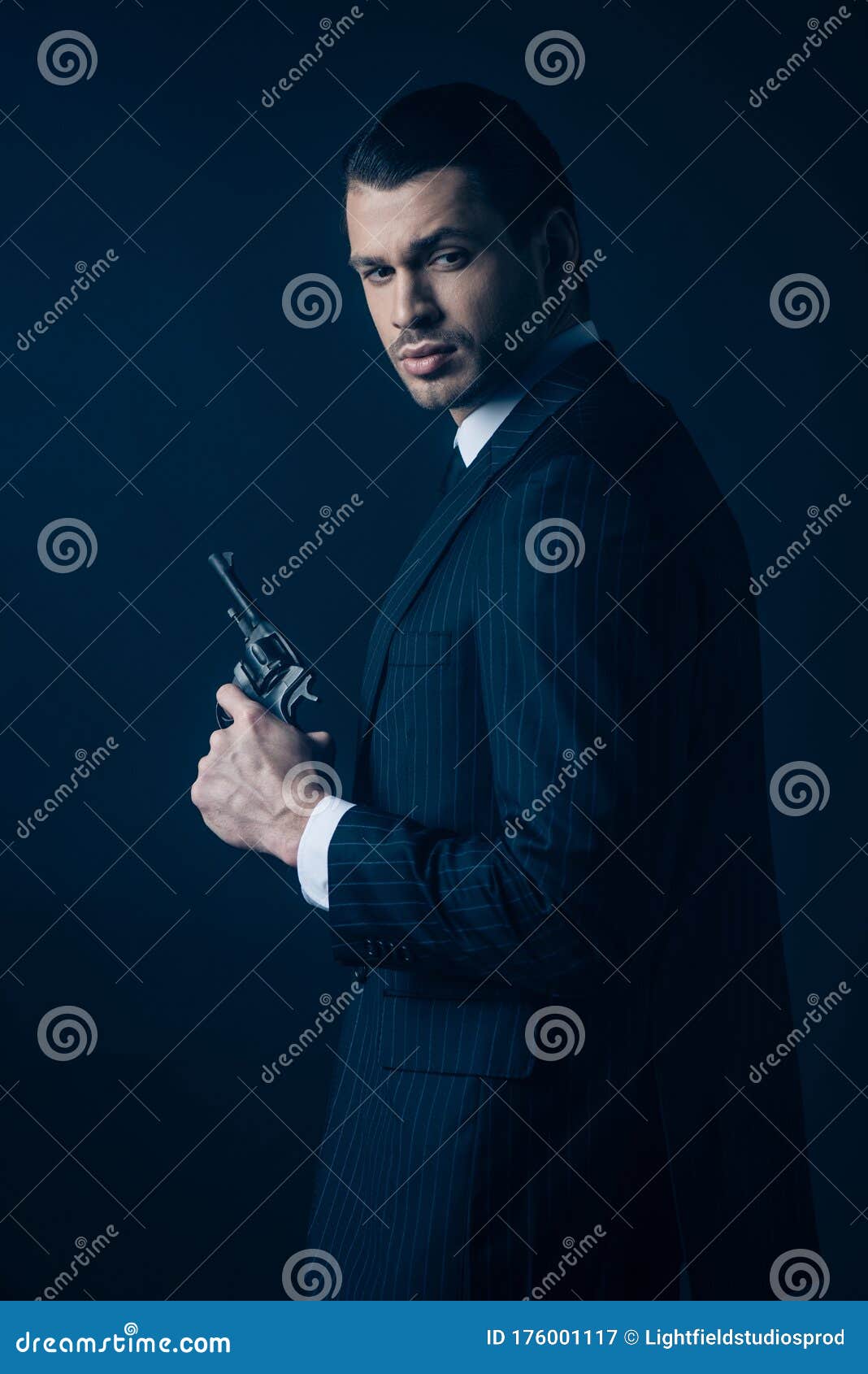Side View of Gangster with Gun Stock Image - Image of style, european ...