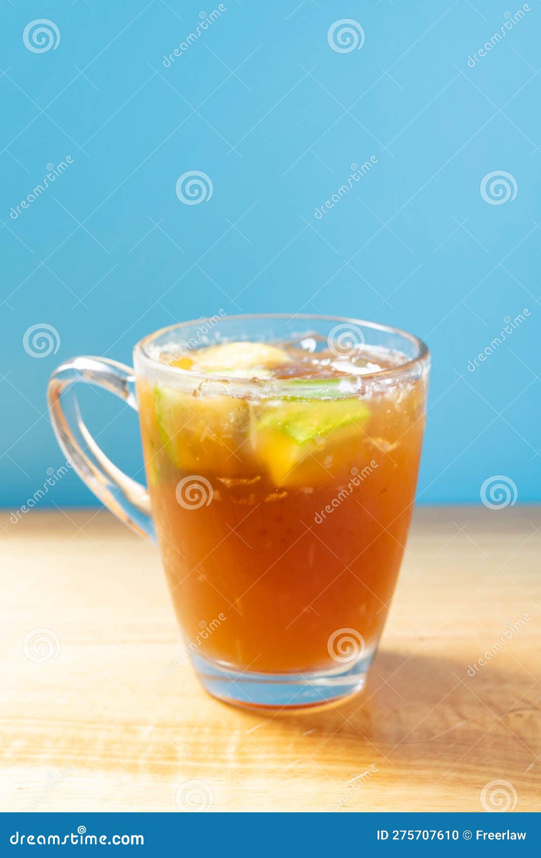 Side View Glass Cup of Iced Lemon at Vertical Composition Stock Photo ...