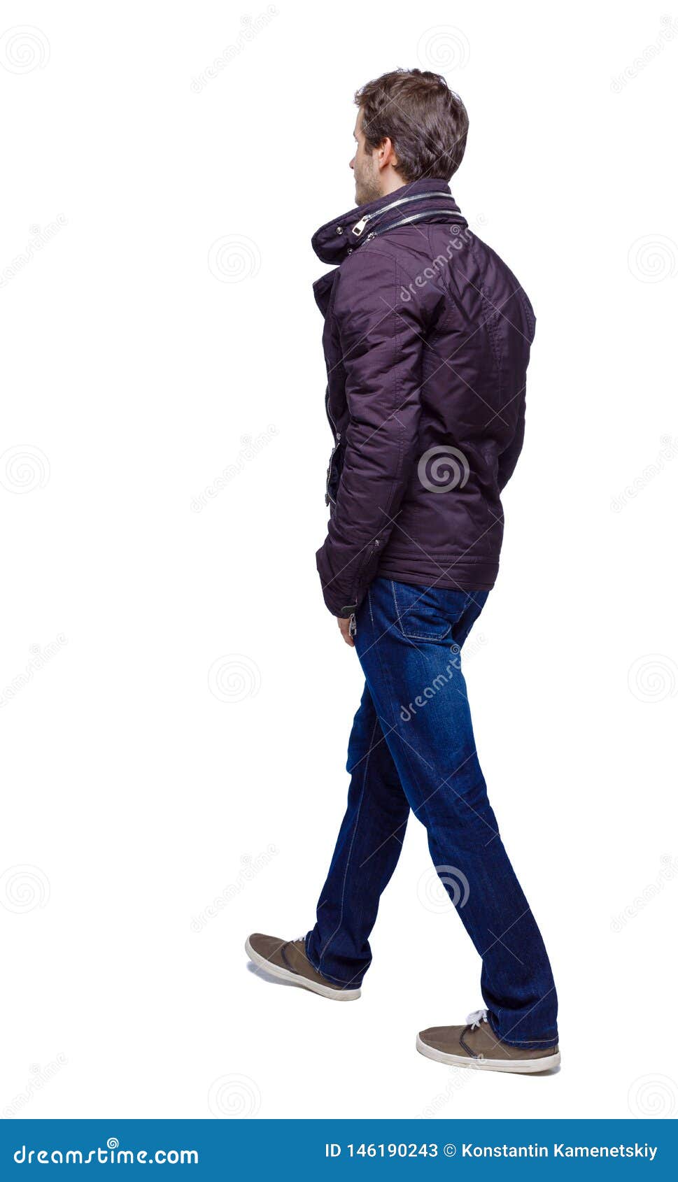 Side View of Going Handsome Man in Jeans and Jacket Stock Image - Image ...