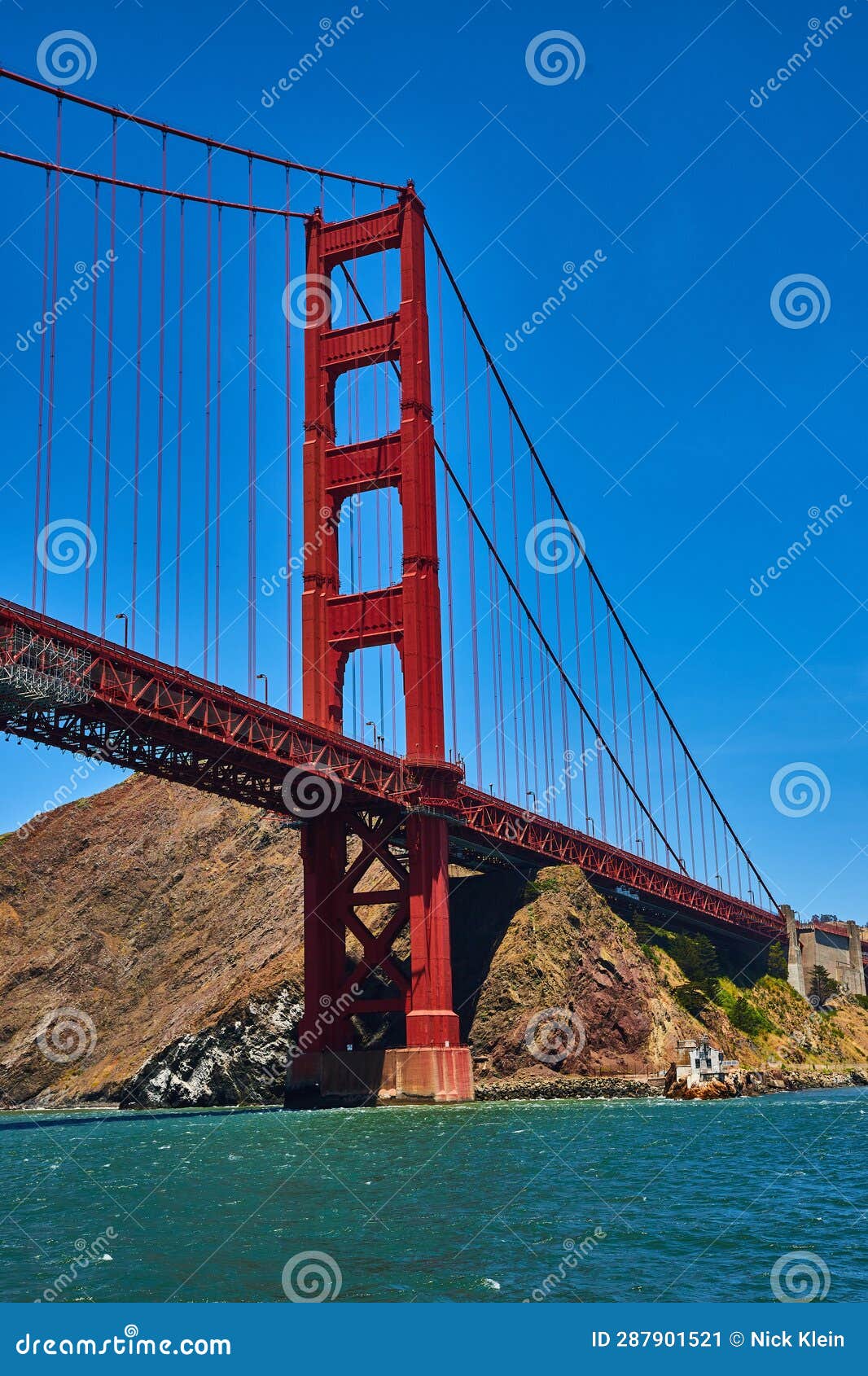 Side View of Golden Gate Bridge with Choppy San Francisco Bay Waters ...
