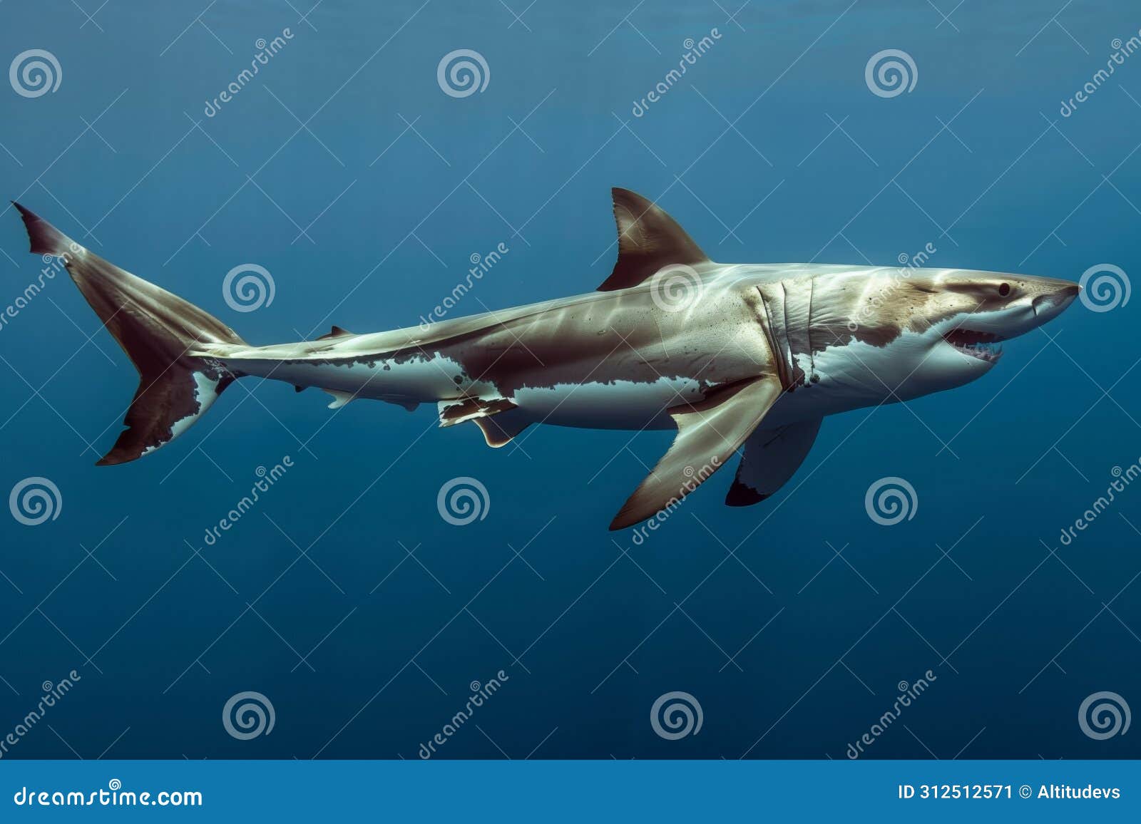 Side View of a Great White Shark with Mouth Agape Stock Image - Image ...
