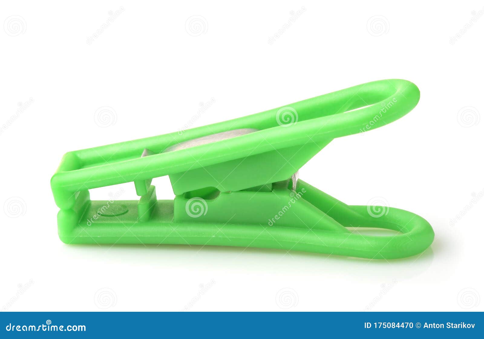 Side View of Green Plastic Clothespin Stock Photo - Image of isolated ...