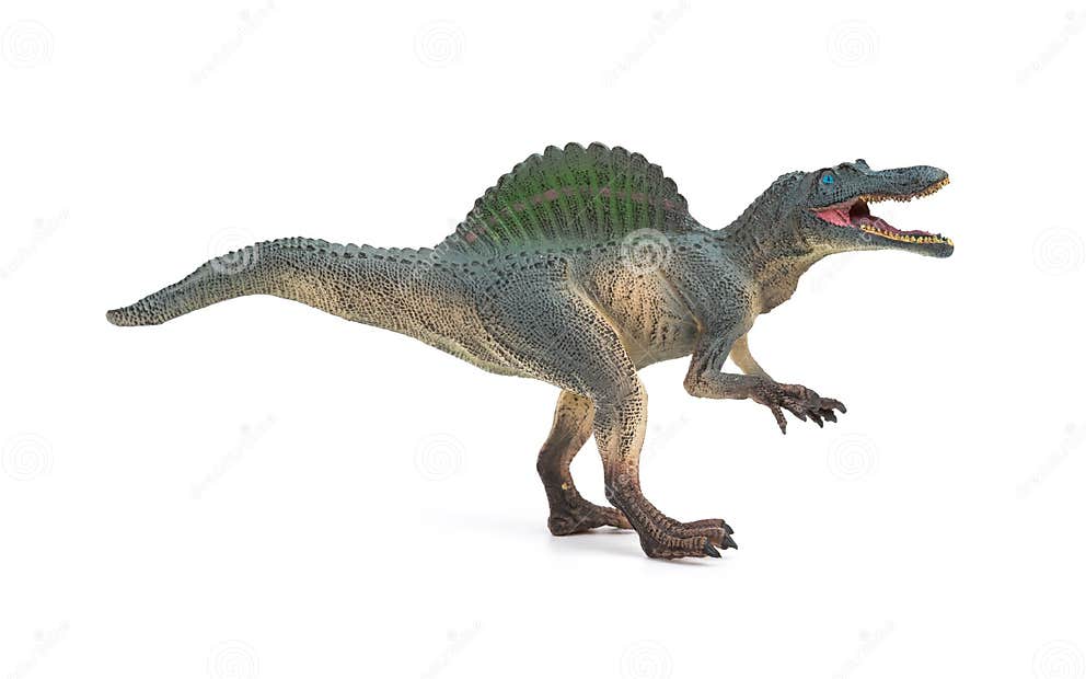 Side View Grey Spinosaurus Toy on White Background Stock Image - Image ...