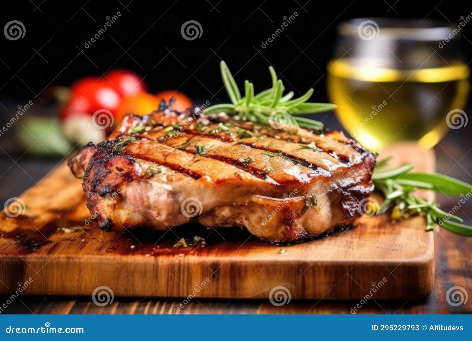 Side View of a Grilled Pork Chop on a Board Stock Image - Image of ...
