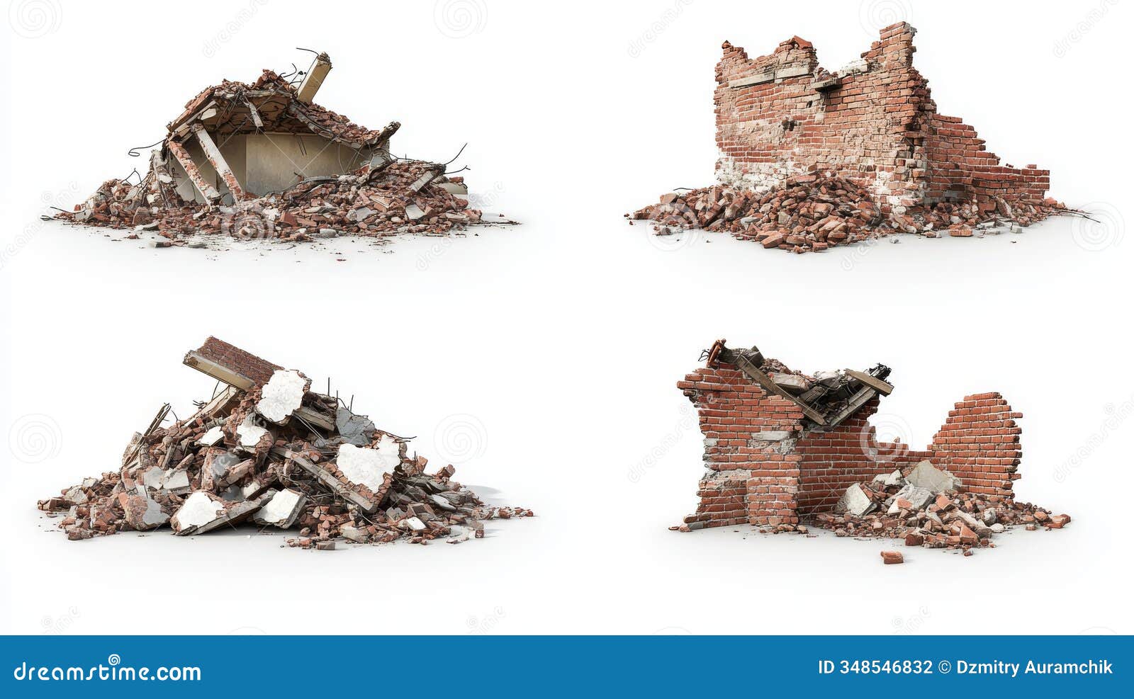 The Side View of a Group of Collapsed and Destroyed Buildings, Shown on ...