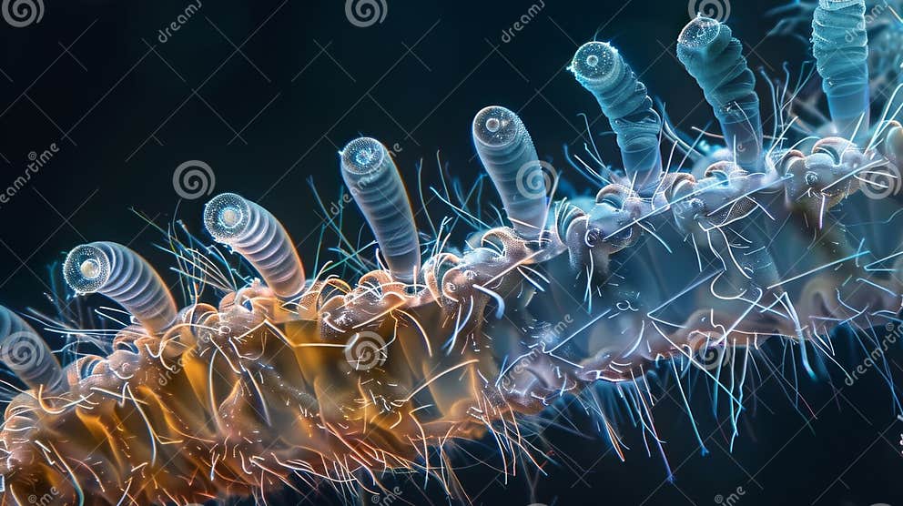 A Side View of a Group of Nematode Worms Showing the Precise and ...