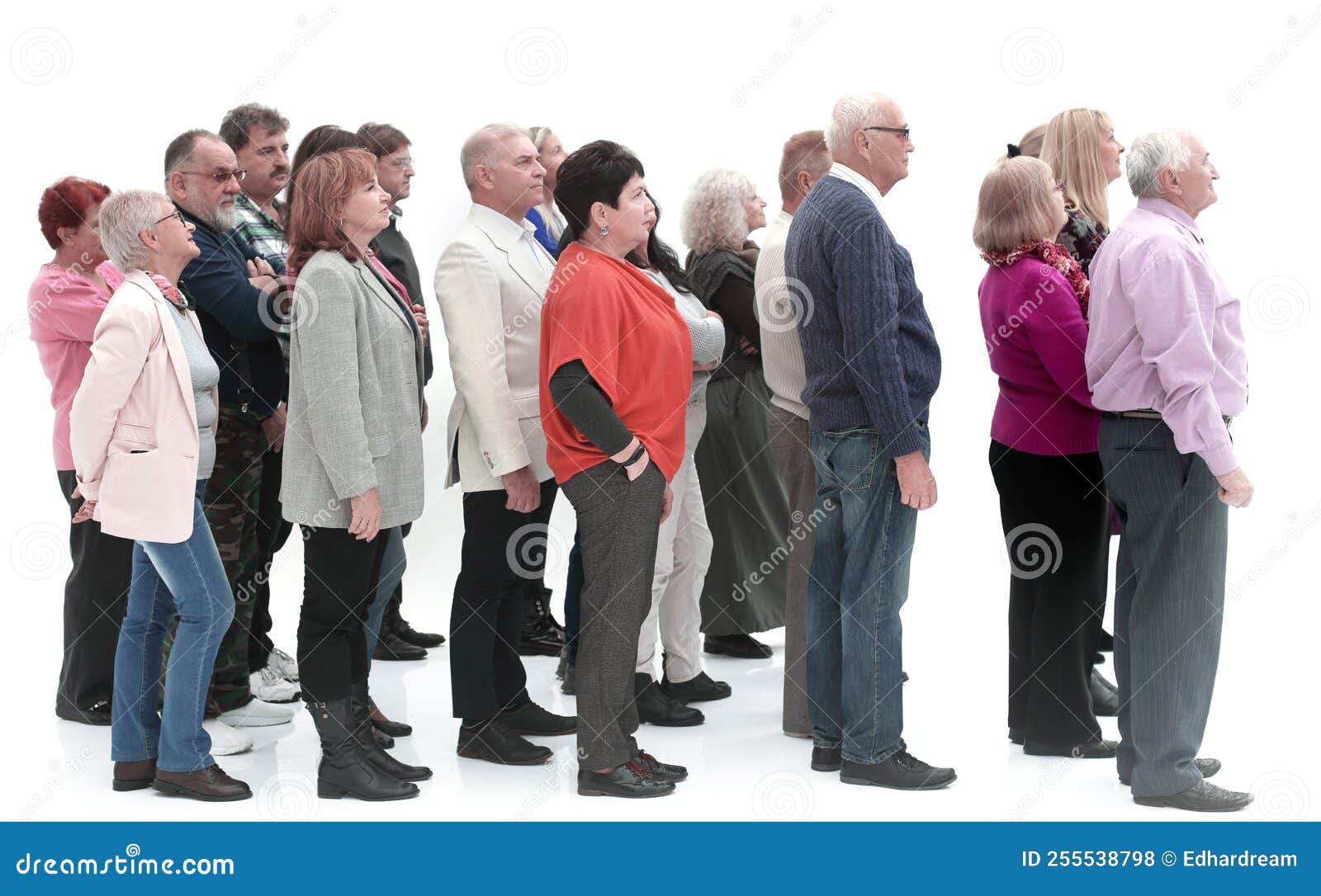 Side View of a Group of People Isolated Over a White Stock Photo ...