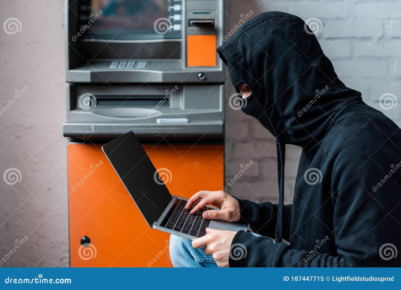 View of Hacker in Mask Using Stock Image - Image of financial, finance ...