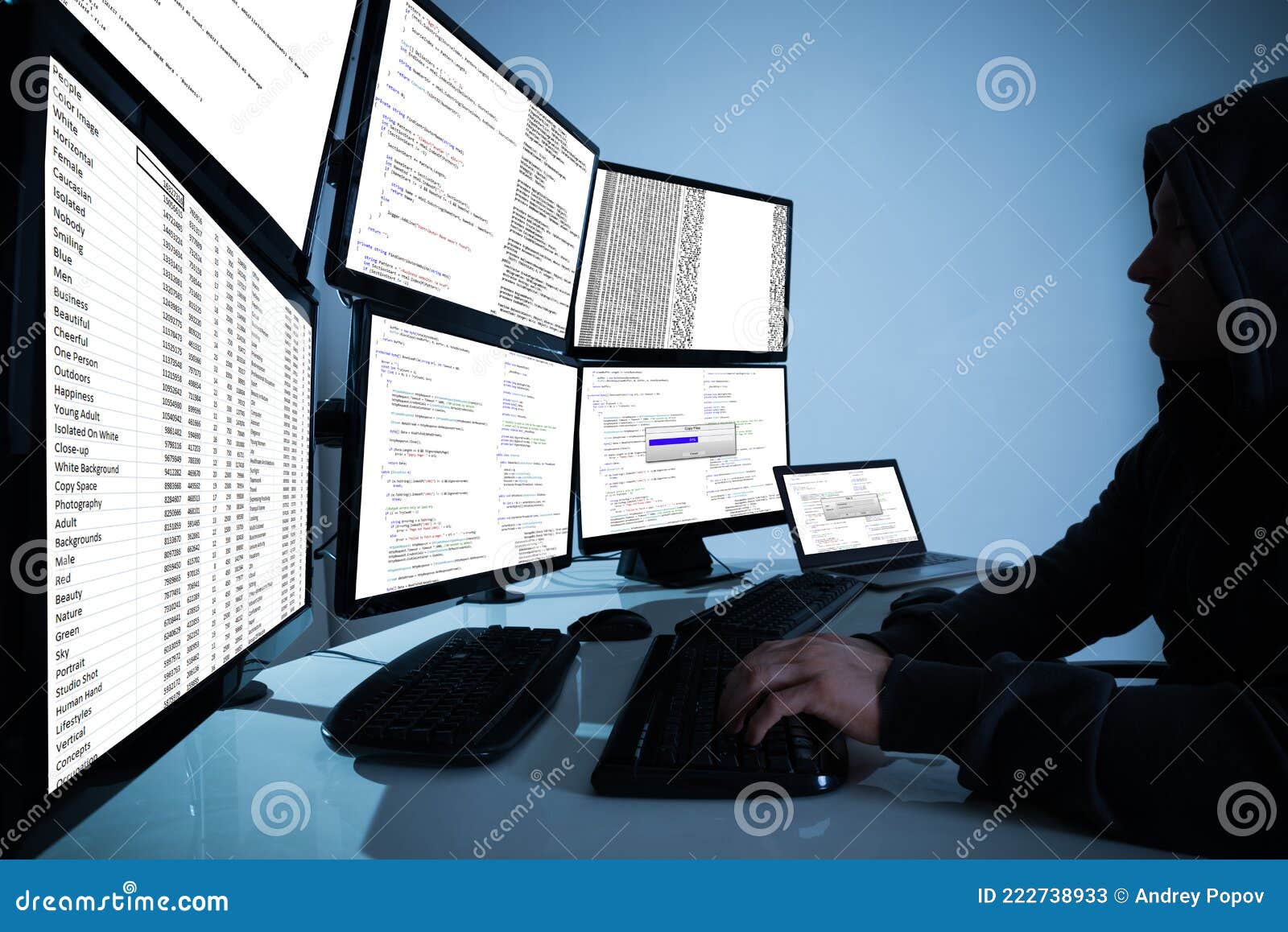 Hacker Using Computers To Steal Data Stock Image Image Of Cyber