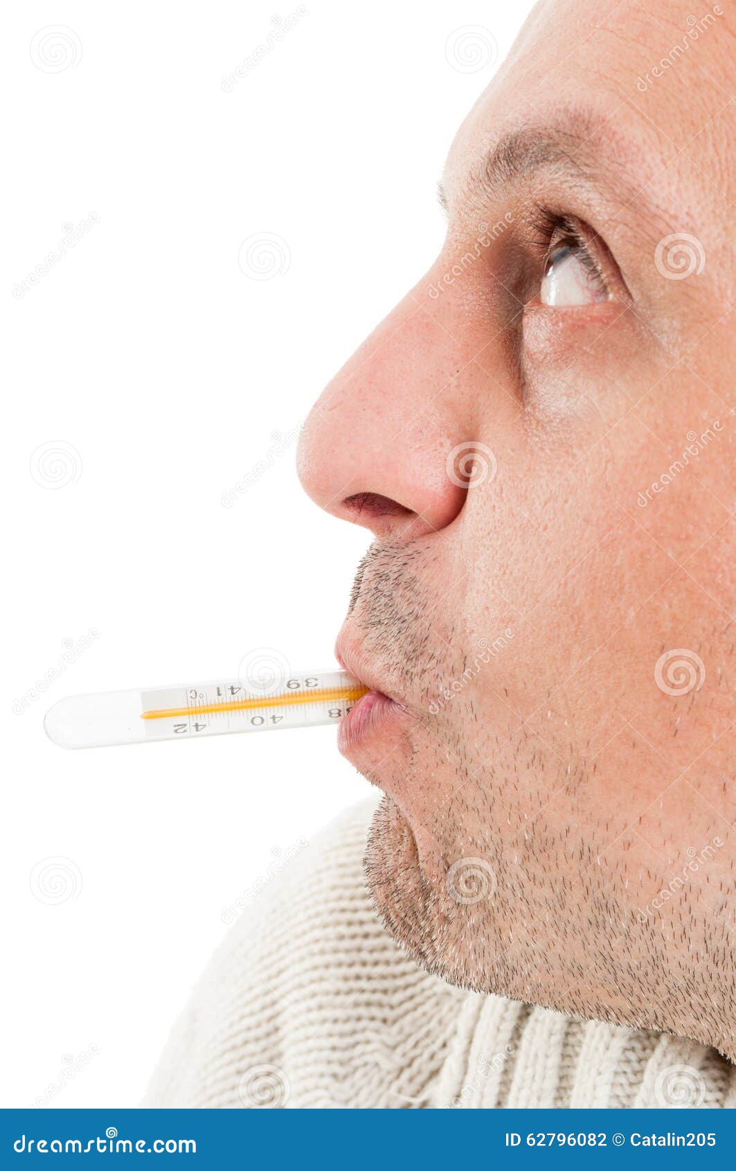 Side View of Half Face with Thermometer in Mouth Stock Photo - Image of ...