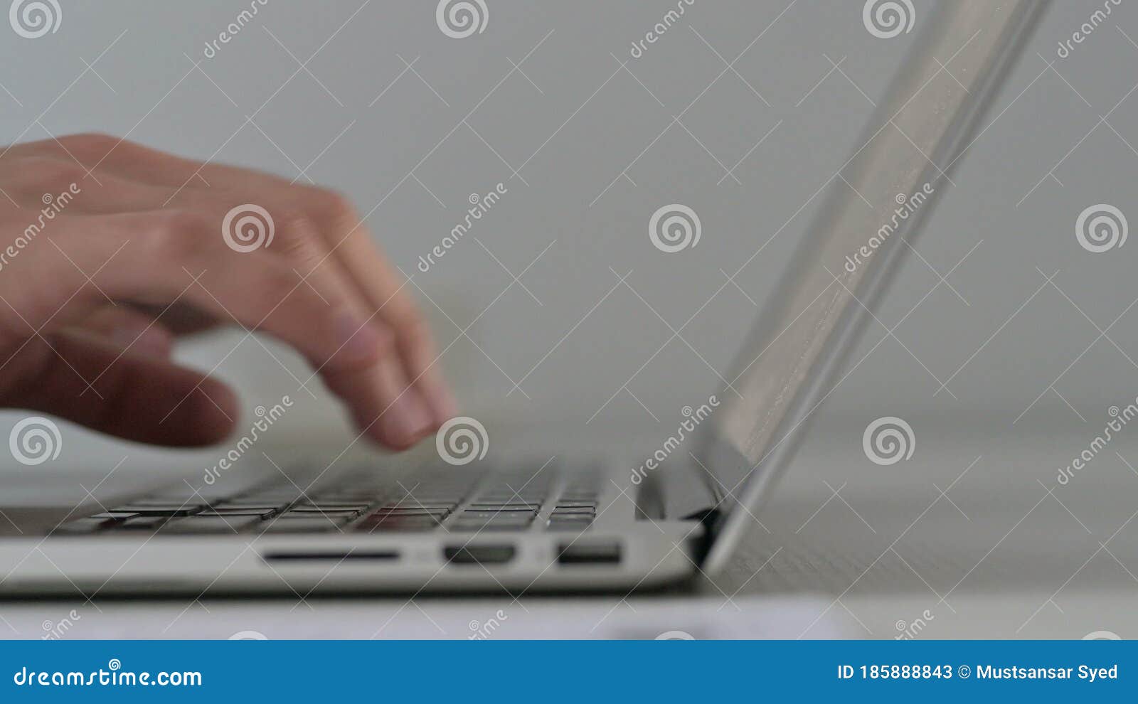 Side View of Hand Typing on Laptop Stock Video - Video of research ...