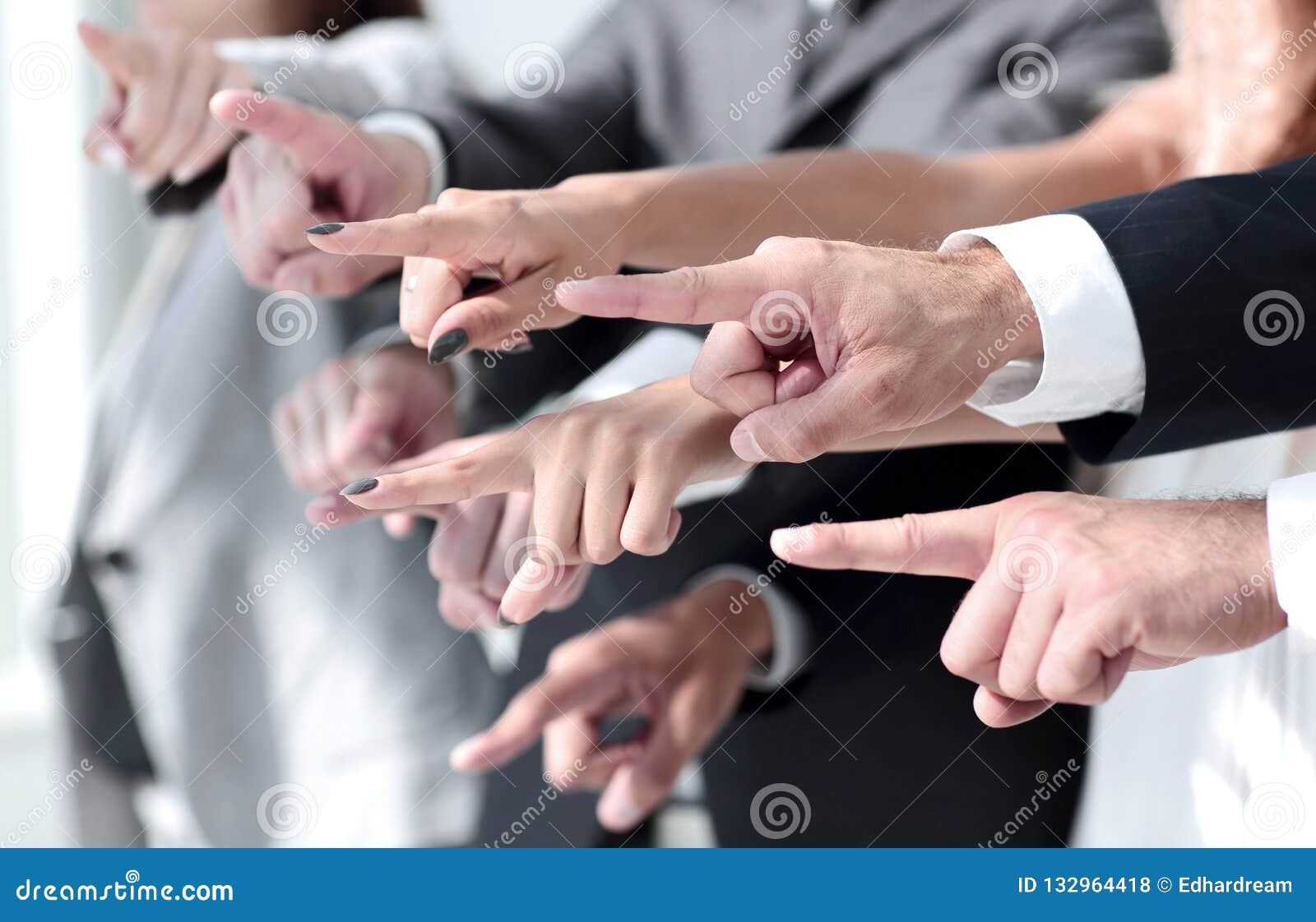 Side View. Hands the Business Team Pointing at You Stock Photo - Image ...