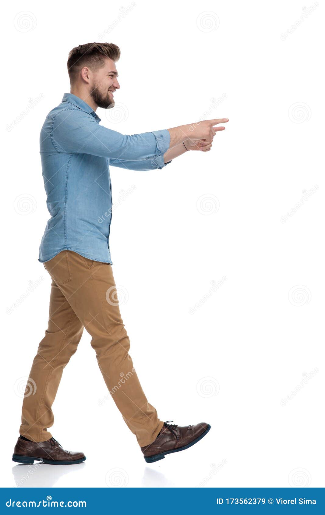 Side View of a Happy Casual Man Pointing Forward Stock Image - Image of ... Side View of a Happy Casual Man Pointing Forward Stock Image - Image of ...